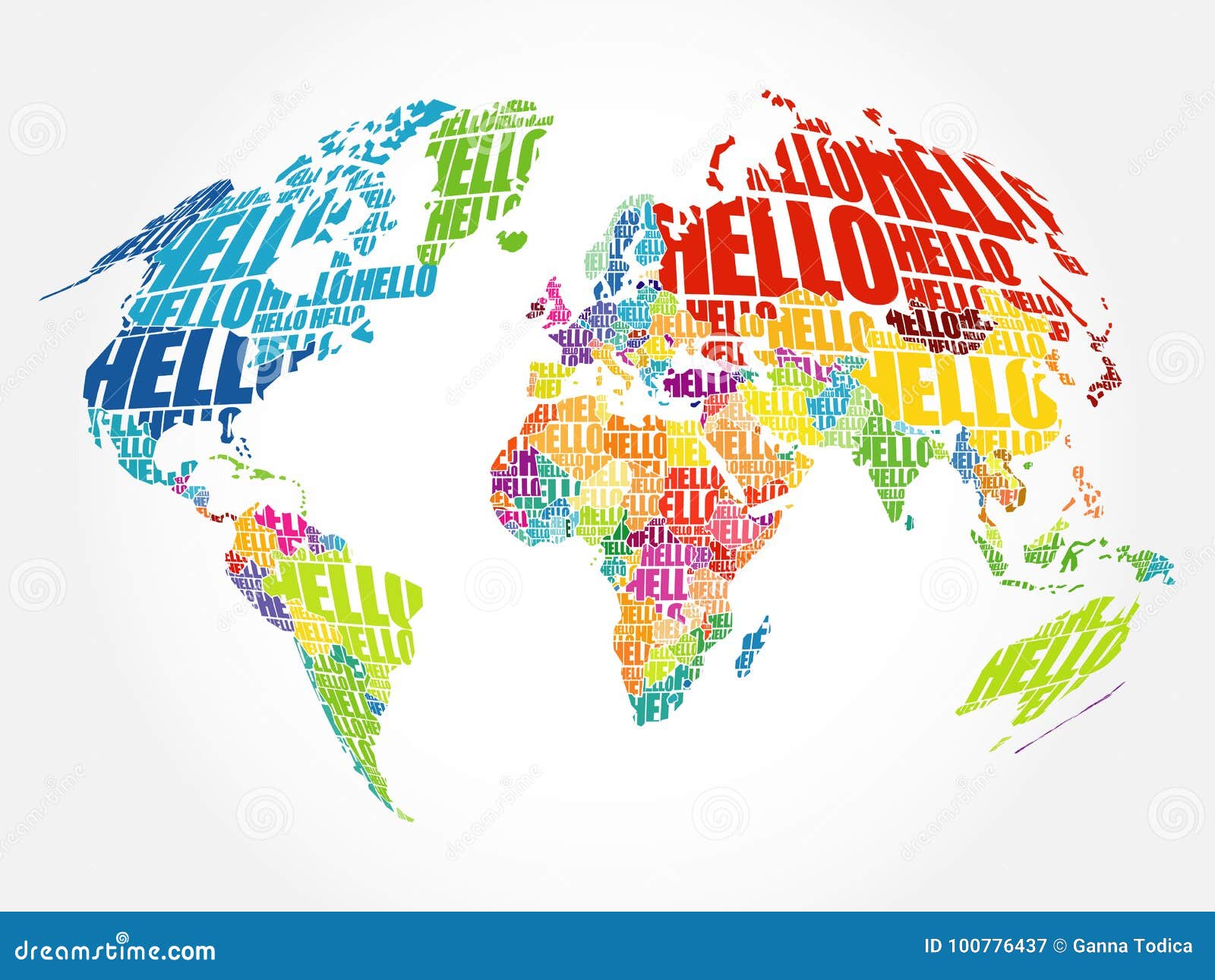 HELLO-Word De Kaart Van De Wolkenwereld Stock Illustratie ...