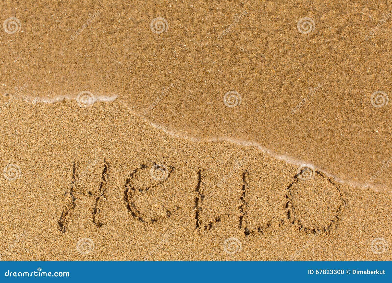 Hello - Word Drawn on the Sand Beach Stock Photo - Image of handwriting ...
