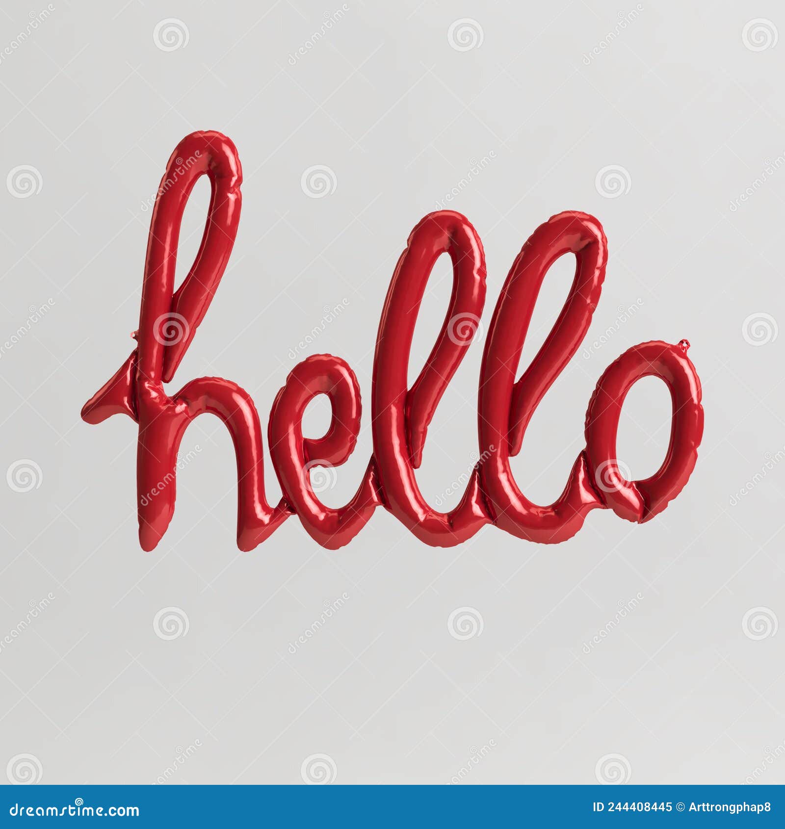 Hello Word-shaped 3d Illustration of Red Balloons Isolated on White ...