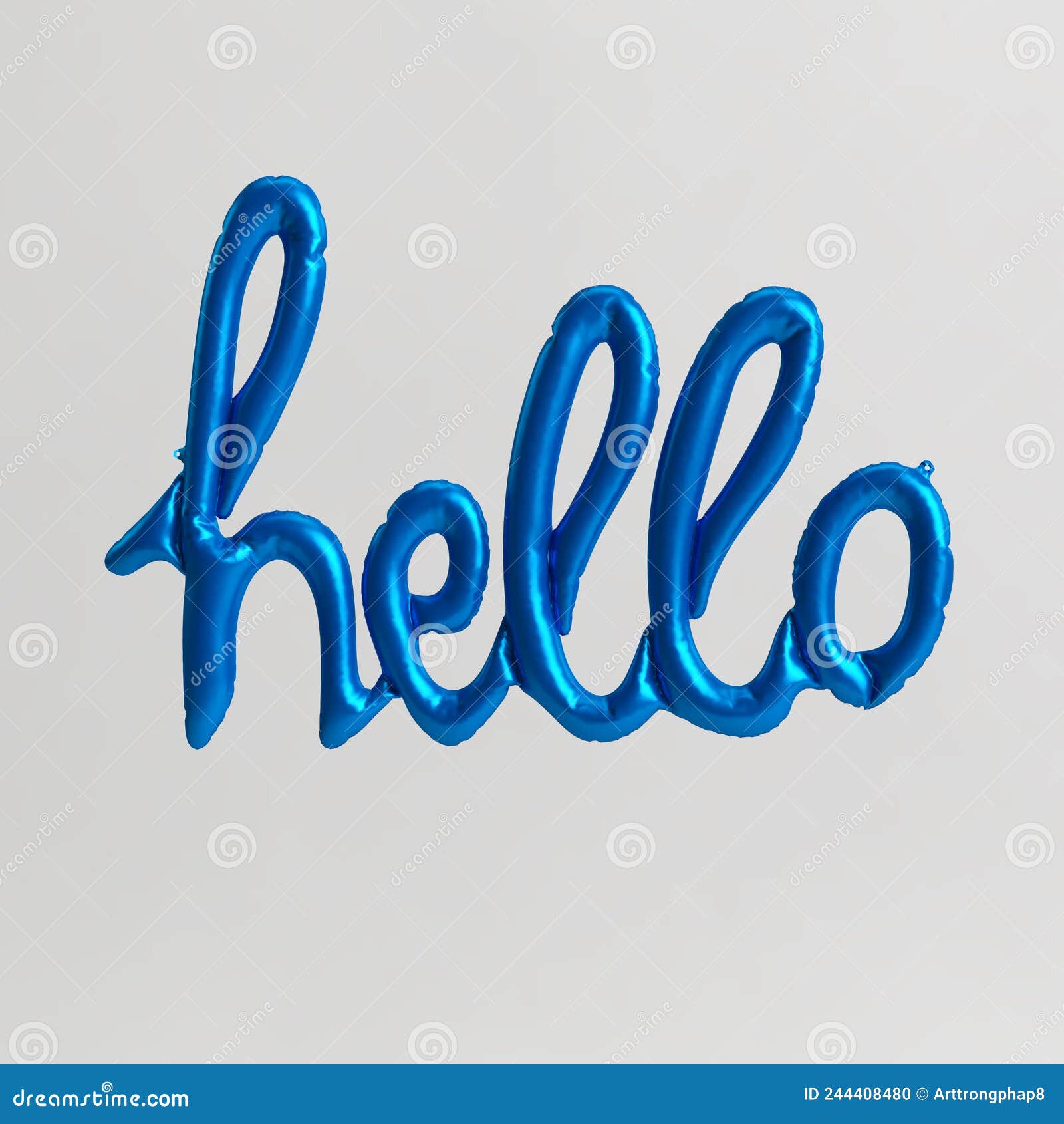 Hello Word-shaped 3d Illustration of Translucent Blue Balloons Isolated ...
