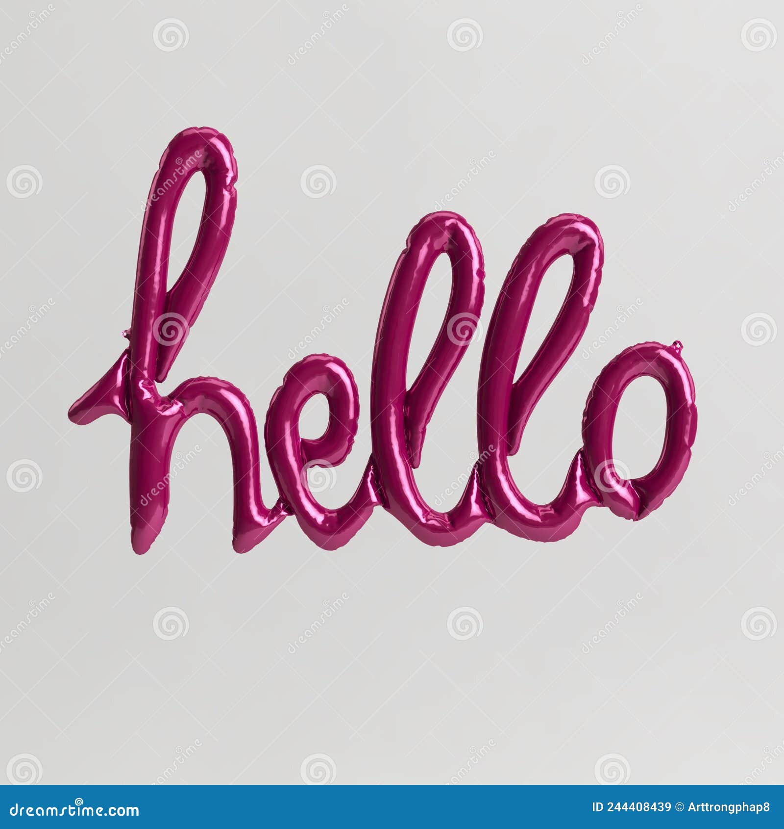 Hello Word-shaped 3d Illustration of Type 3 Pink Balloons Isolated on ...
