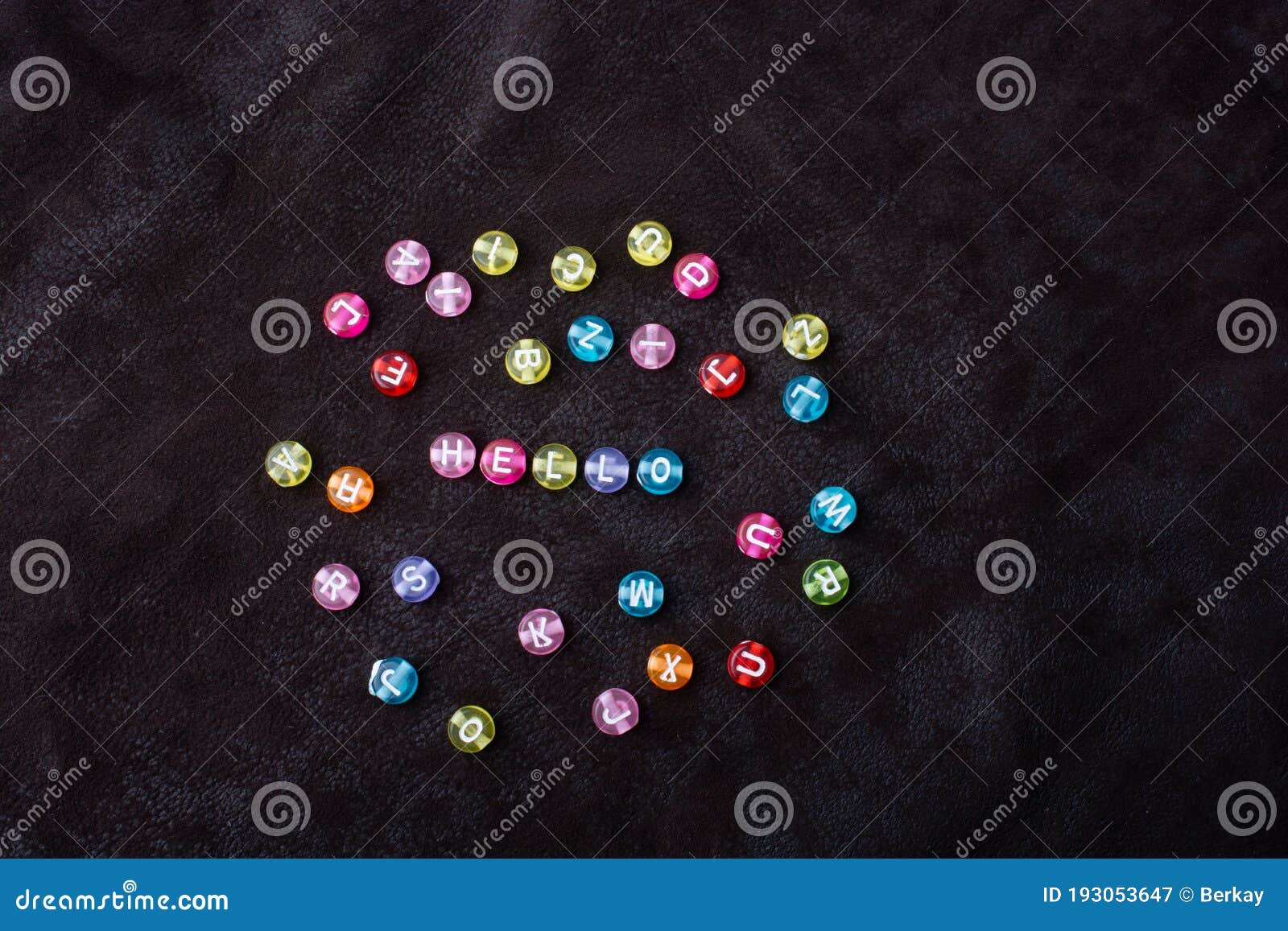 Hello Wording with Multi Color Alphabet Letter Beads Stock Image ...
