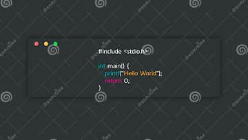 Hello World in C. Coding Illustration of Programming Language Stock ...