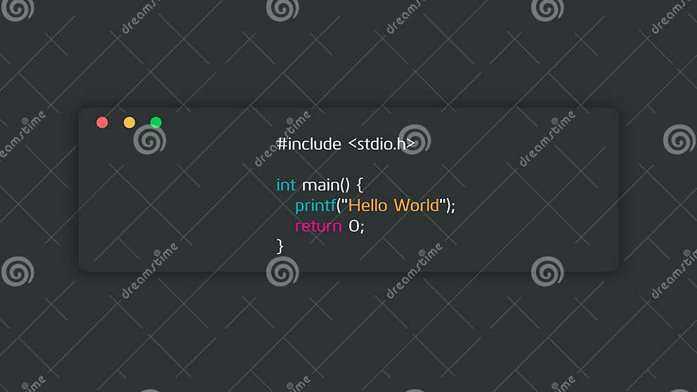 Hello World In C Coding Illustration Of Programming Language Stock Illustration Illustration