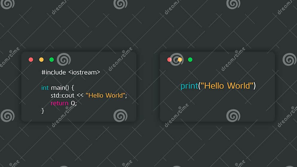 Hello World in C++ and Python. Comparison Code of Programming Language ...