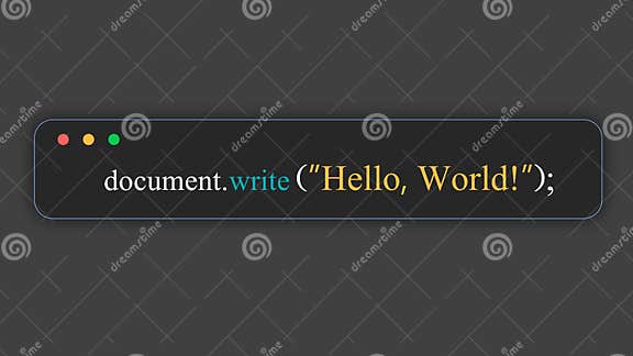 Hello World in JavaScript. Programming Language. Hello World Code Stock ...
