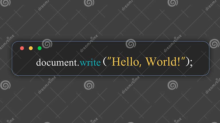 Hello World in JavaScript. Programming Language. Hello World Code Stock ...