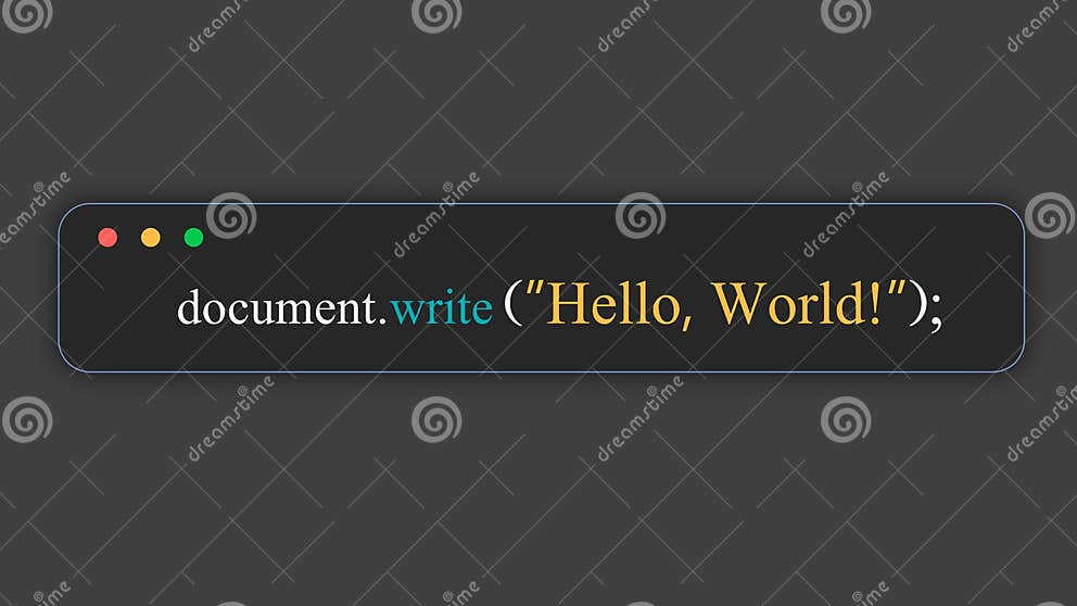 Hello World in JavaScript. Programming Language. Hello World Code Stock Image - Image of ...