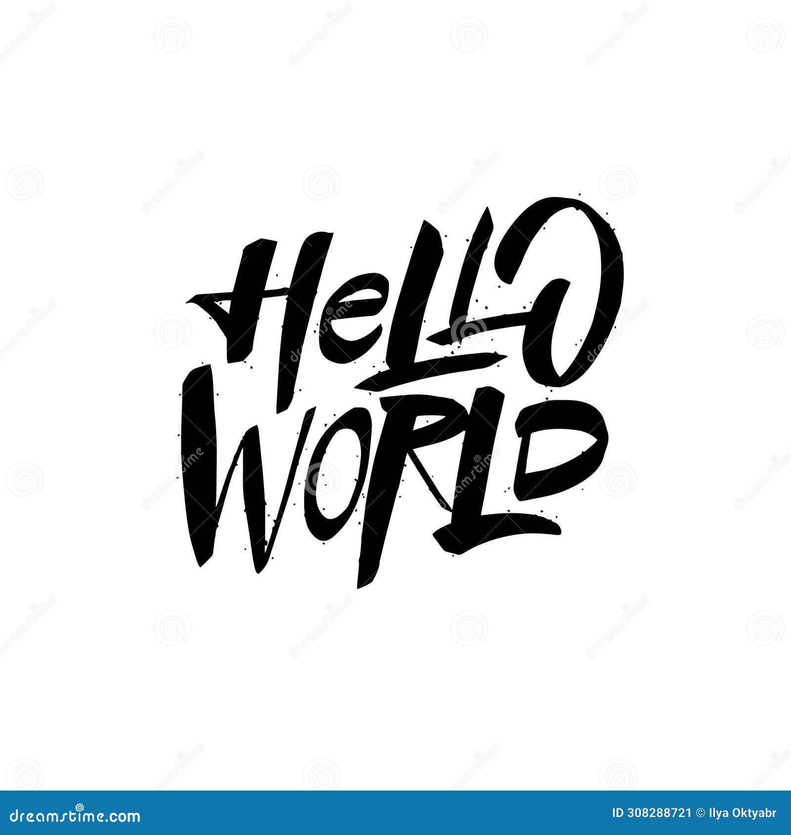 Hello World Modern Typography Lettering Phrase Sign. Stock Vector ...