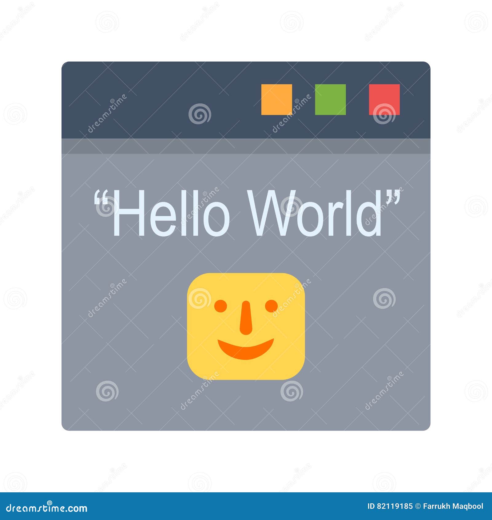 Hello World Program stock illustration. Illustration of data - 82119185