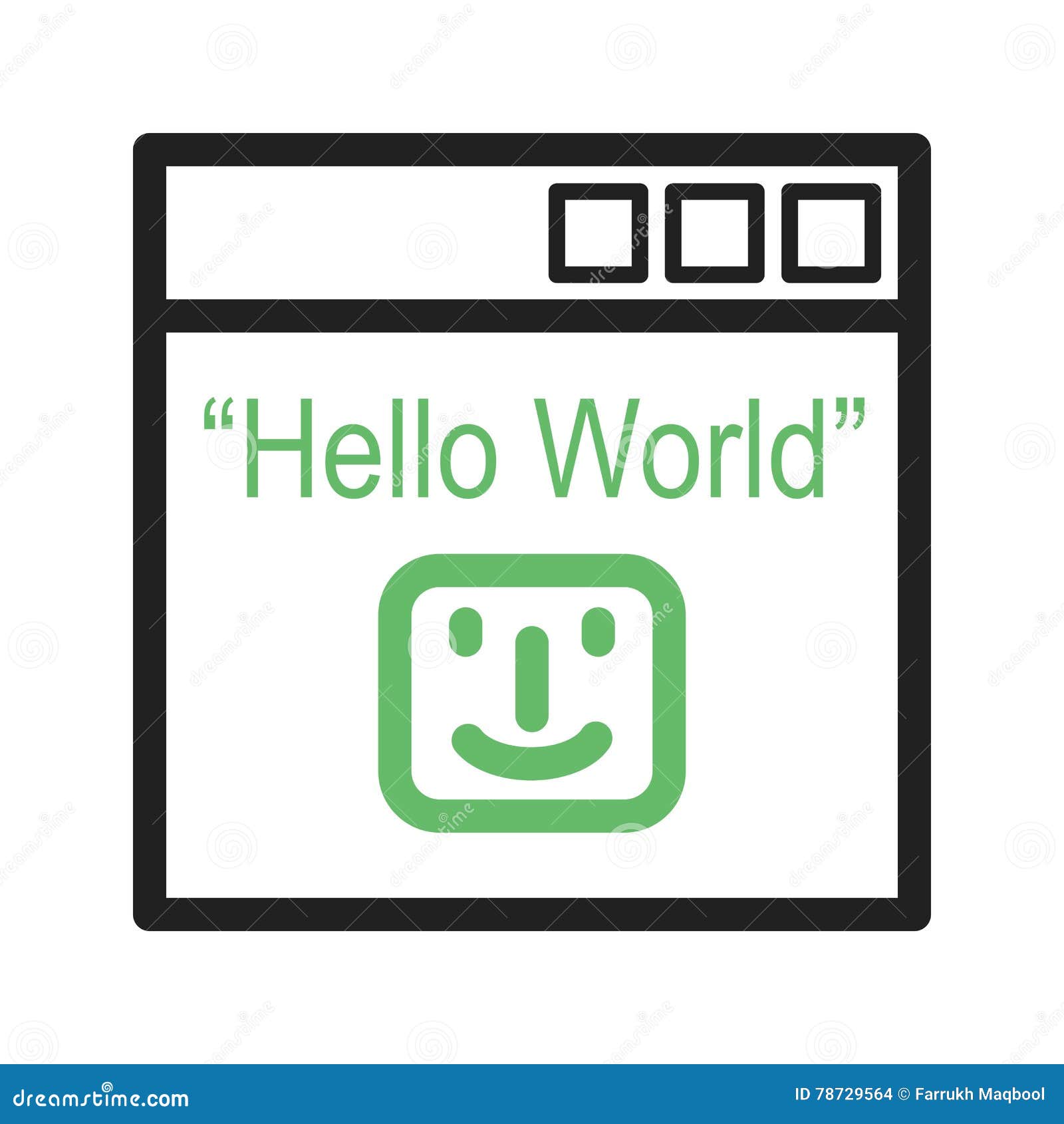 Hello World Program stock vector. Illustration of concept - 78729564