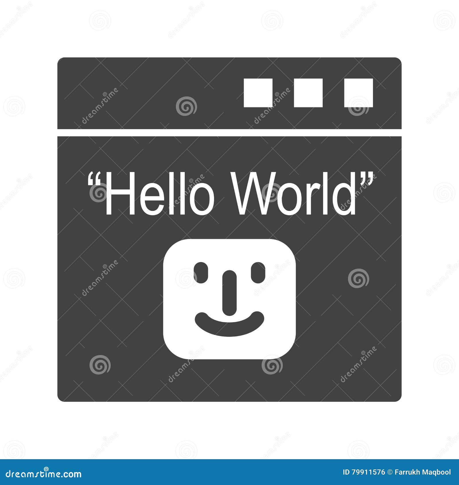 Hello World Program stock vector. Illustration of display - 79911576