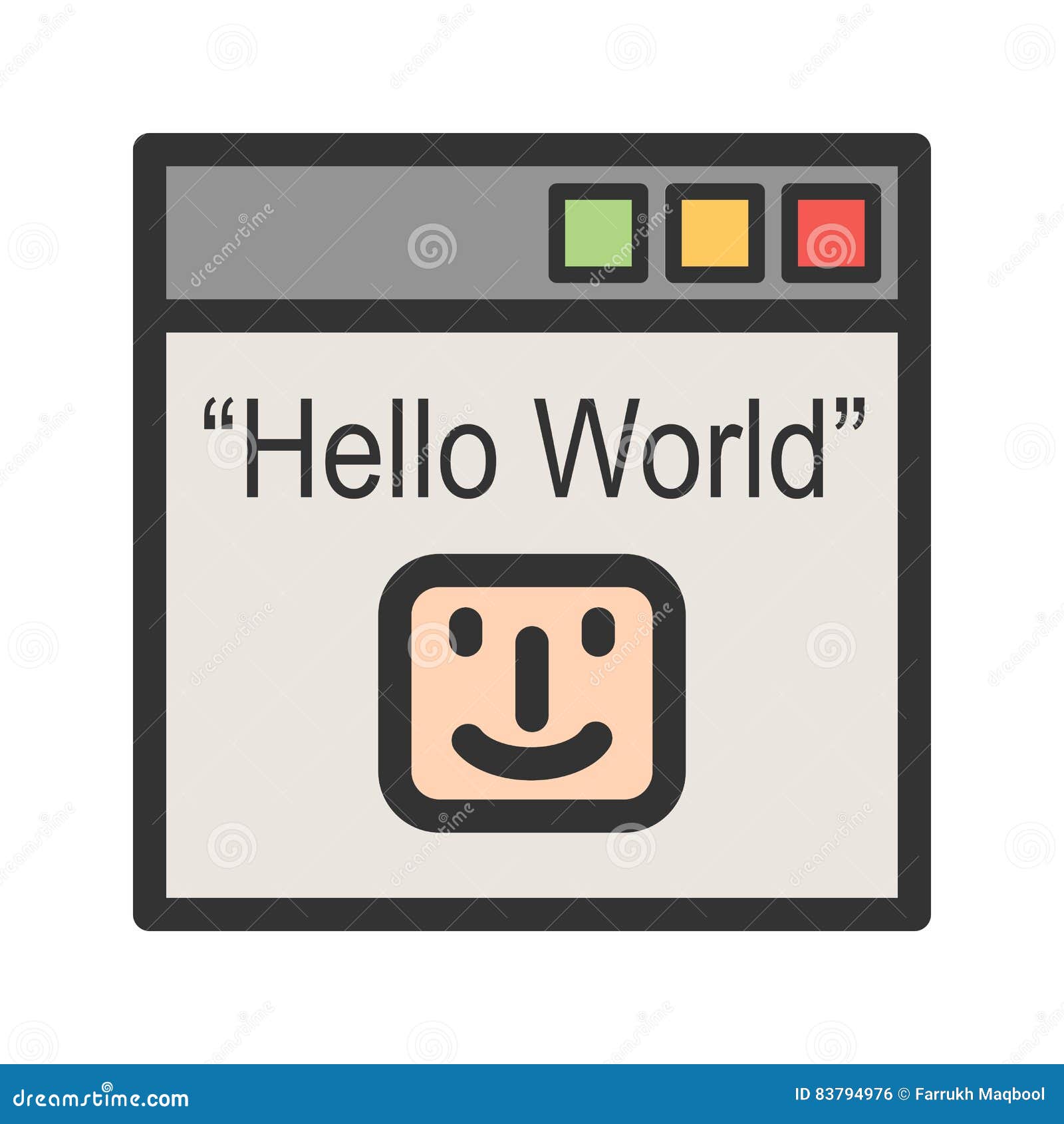 Hello World Program stock vector. Illustration of design - 83794976