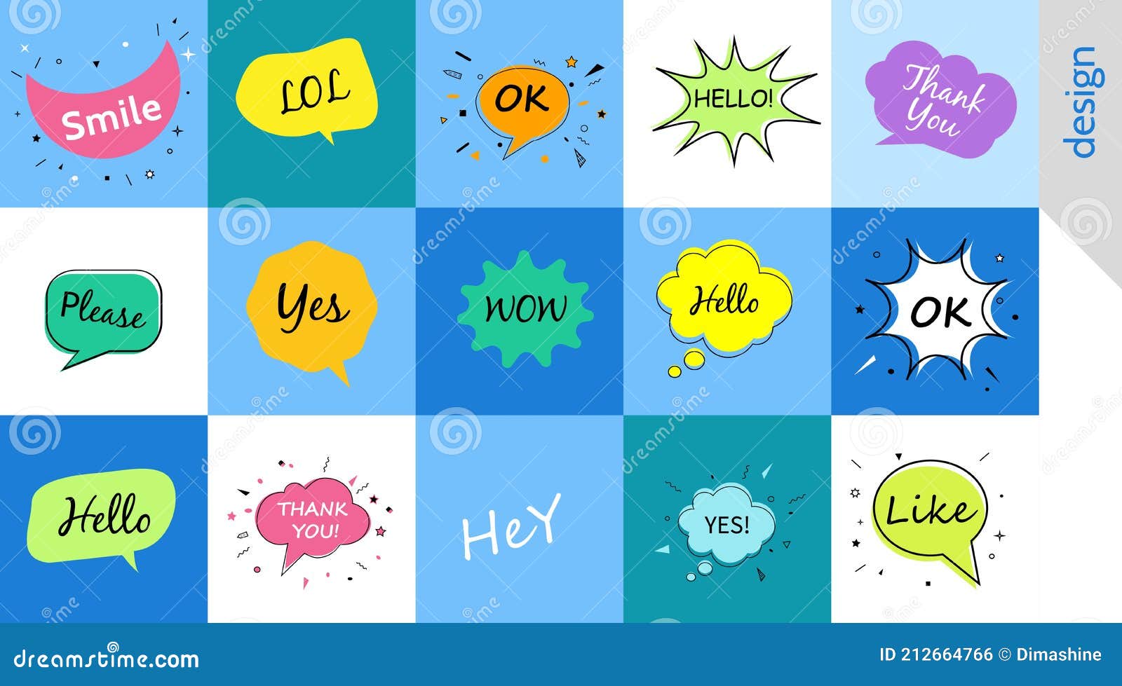Hello Wow Ok Yes, Speech Bubbles with Dialog Words Vector Bubbles ...