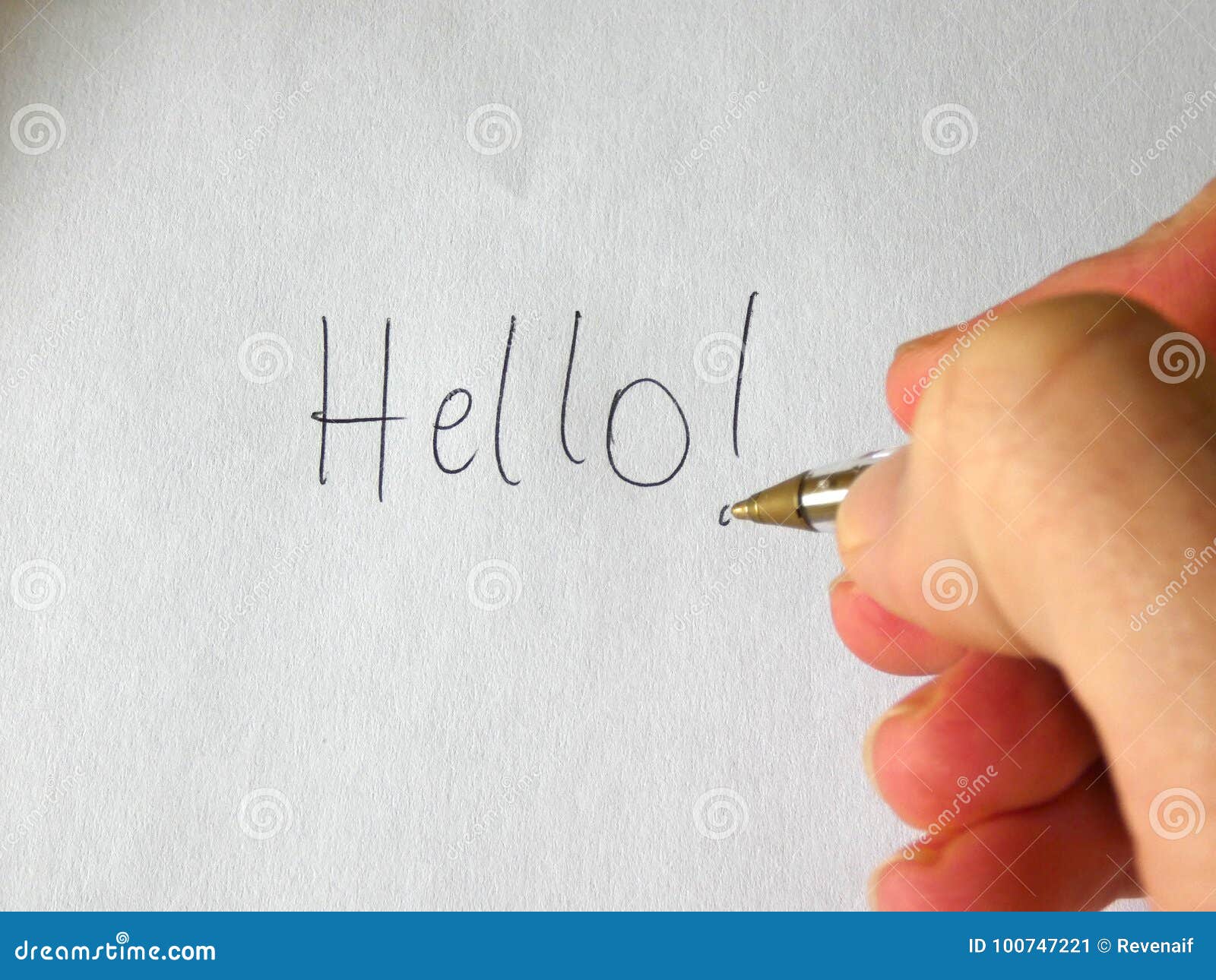 Hello Writing Hand stock image. Image of calligraphic - 100747221