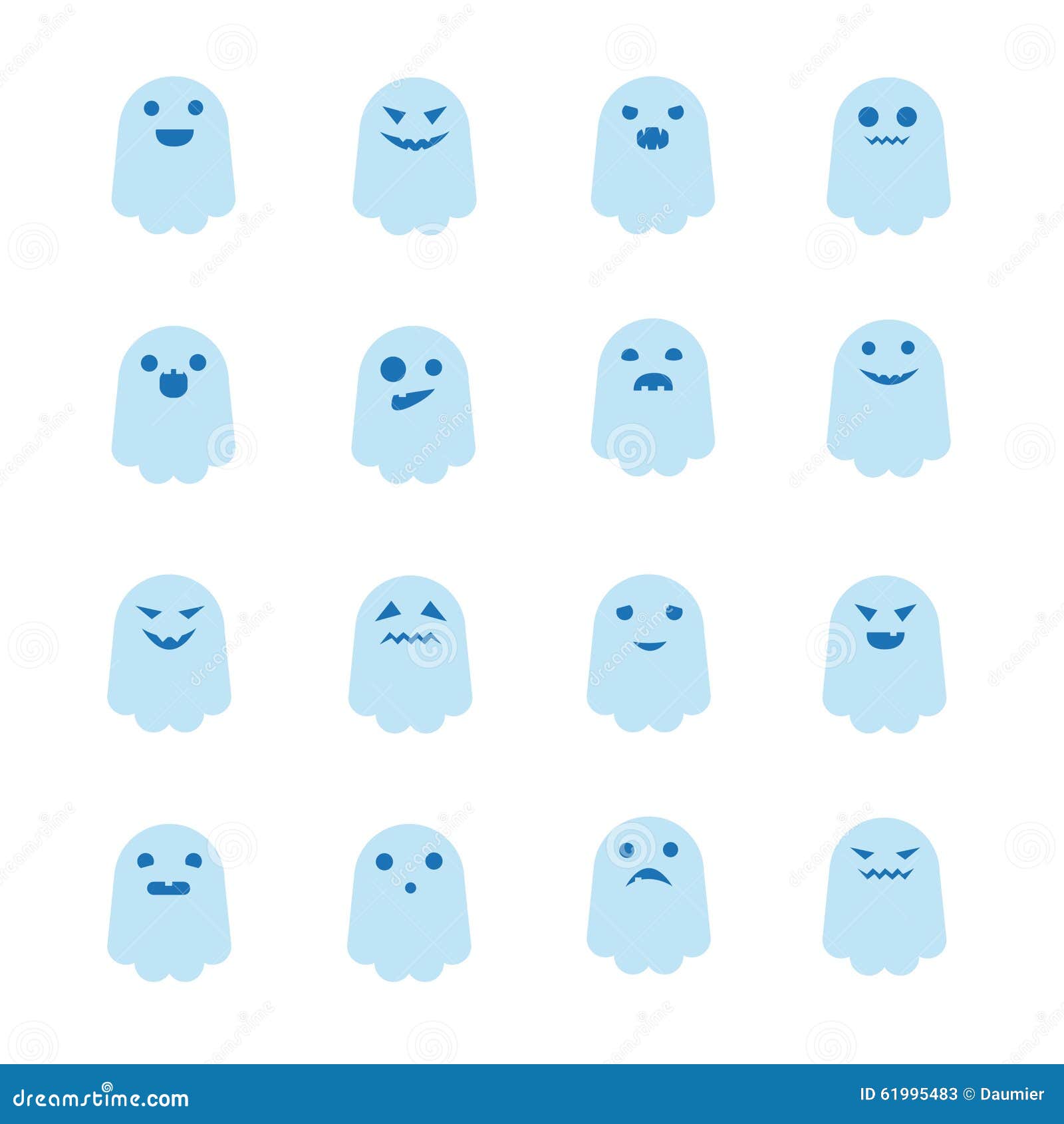 Helloween Ghosts with Many Expressions Stock Vector - Illustration of ...