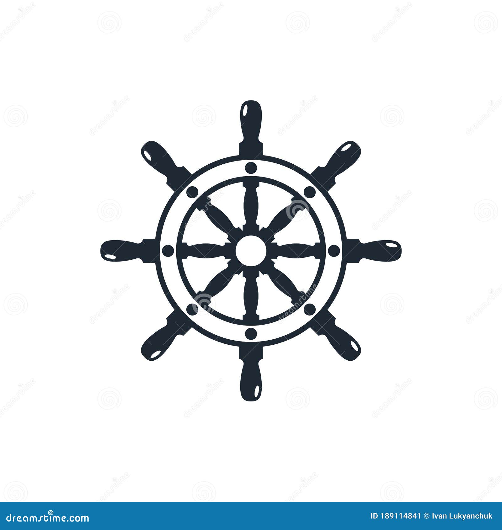 Helm Ship Icon. Black Steering Isolated On White Background. Rudder ...