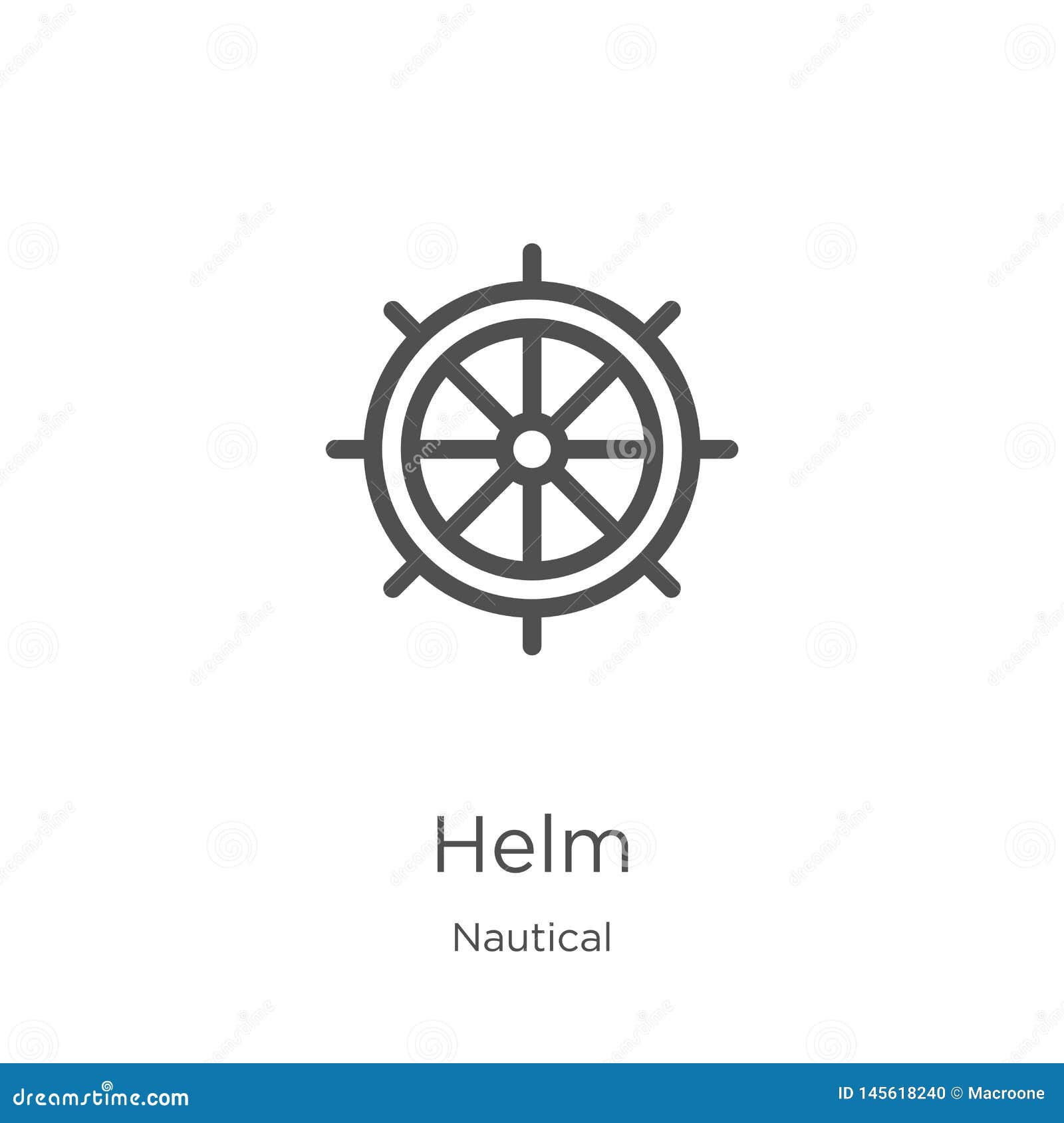 Helm Icon Vector from Nautical Collection. Thin Line Helm Outline Icon ...