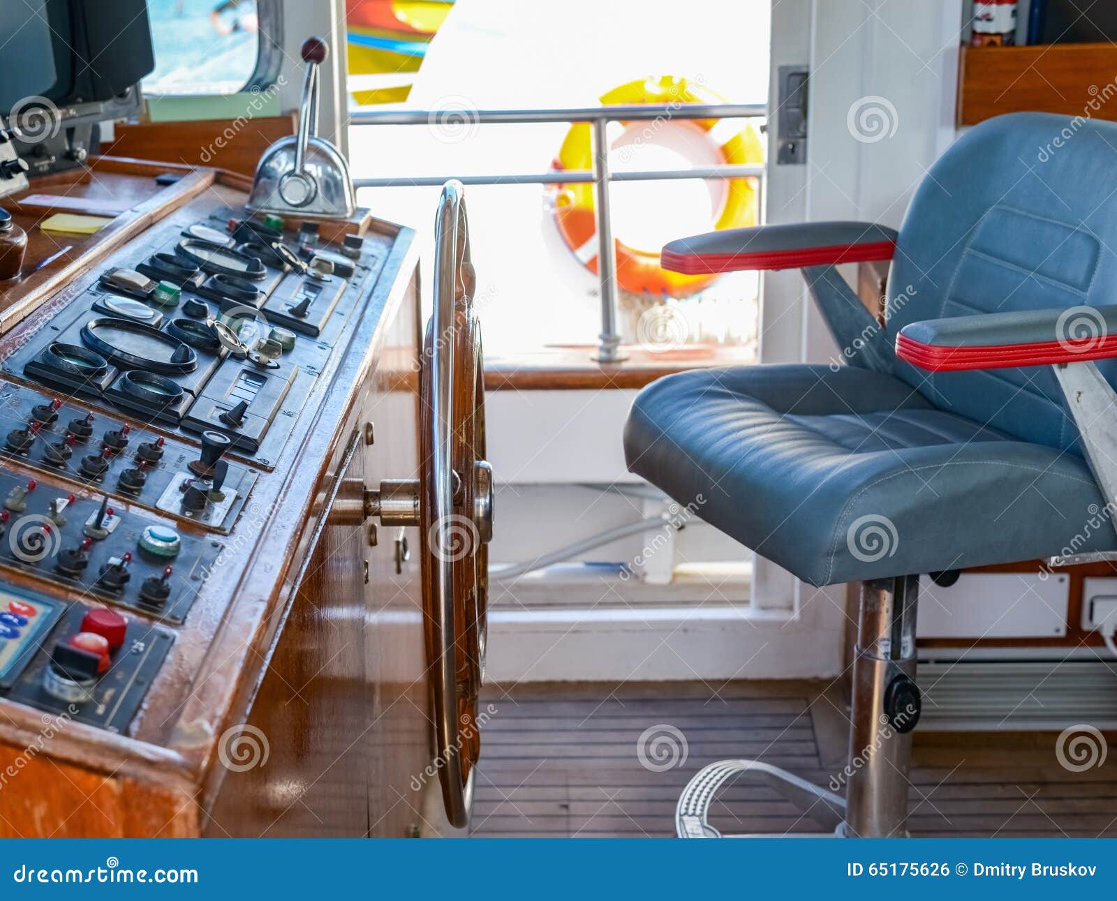 Helm of the ship equipment stock photo. Image of panel - 65175626