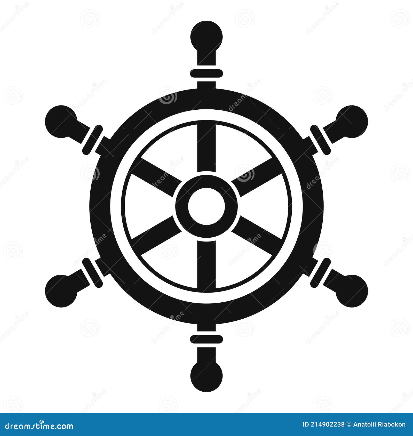 Helm Ship Icon. Black Steering Isolated On White Background. Rudder ...