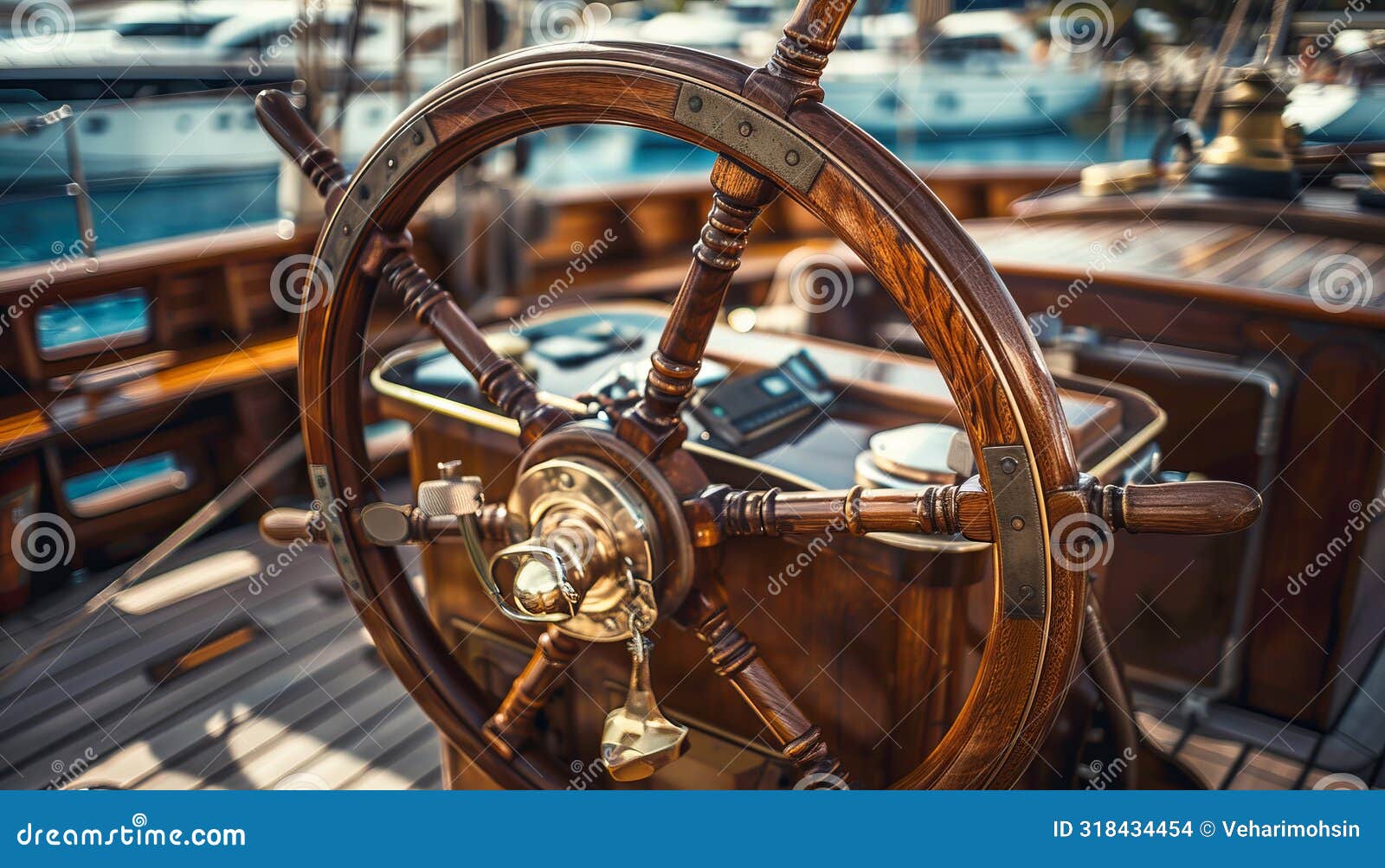 Helm of a Vintage Sailing Ship Stock Illustration - Illustration of ...