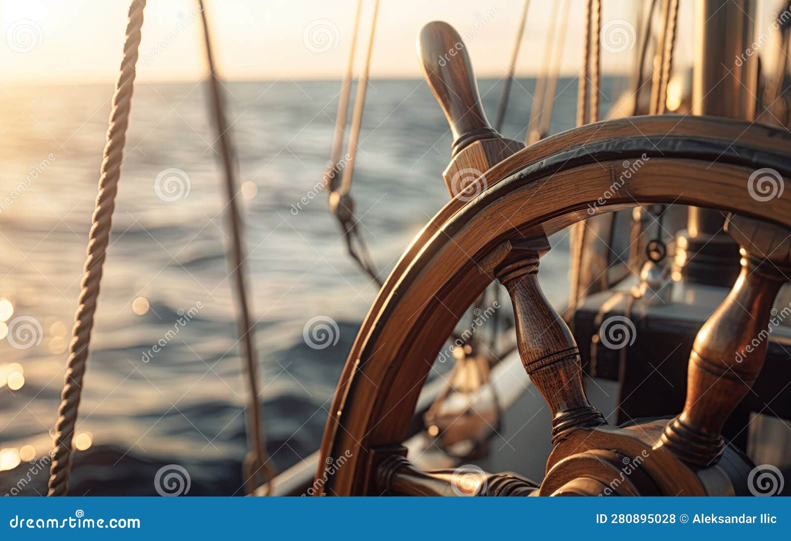 Helm of a Vintage Sailing Ship. Generative Ai Illustration Stock Photo ...