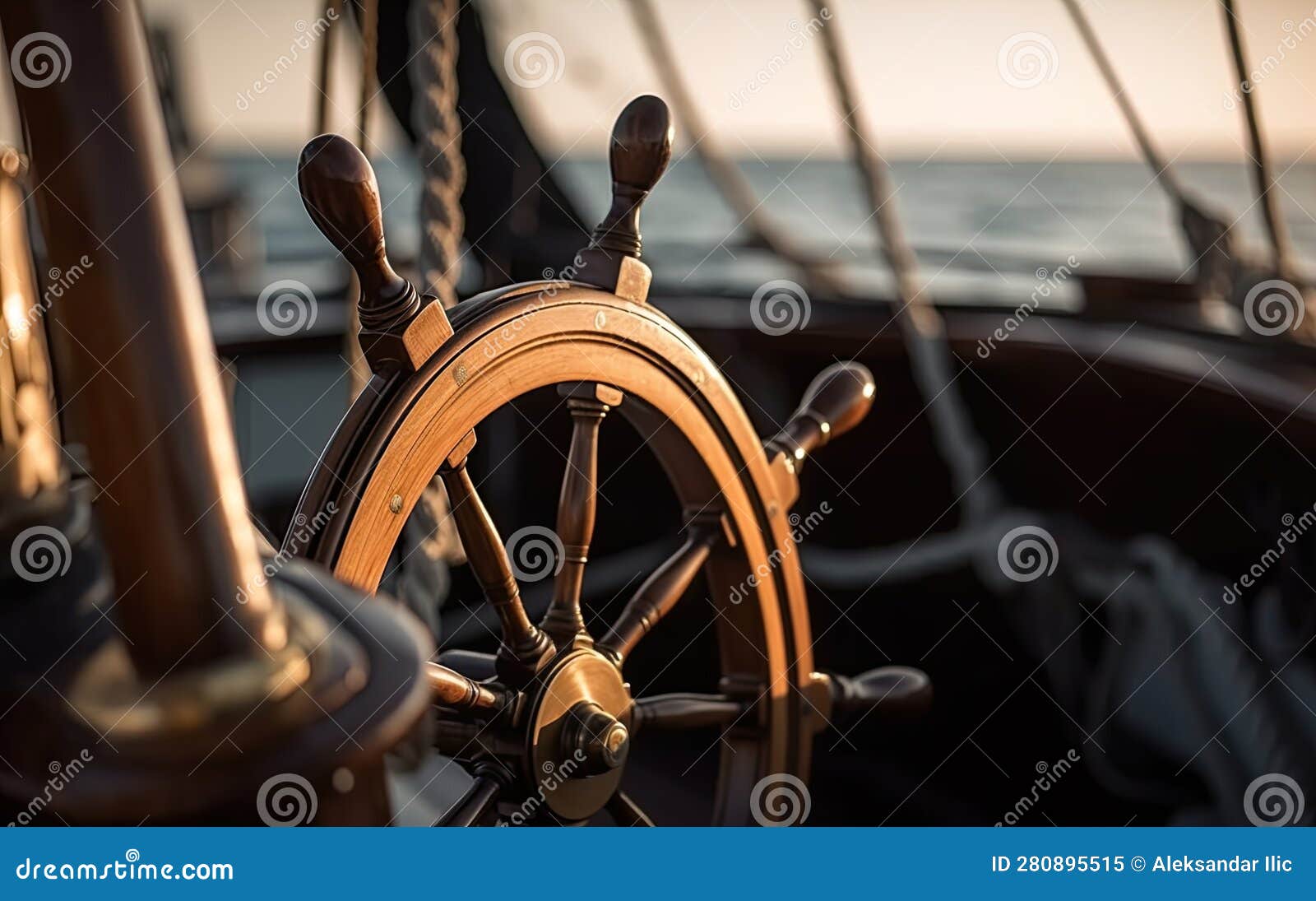 Helm of a Vintage Sailing Ship. Generative Ai Illustration Stock ...