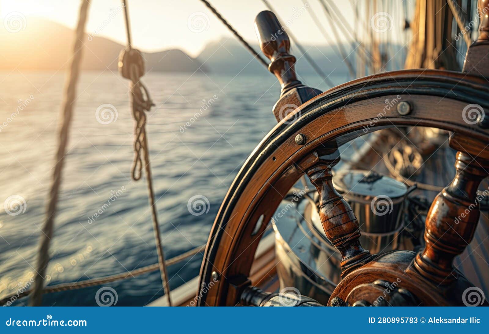 Helm of a Vintage Sailing Ship. Generative Ai Illustration Stock ...