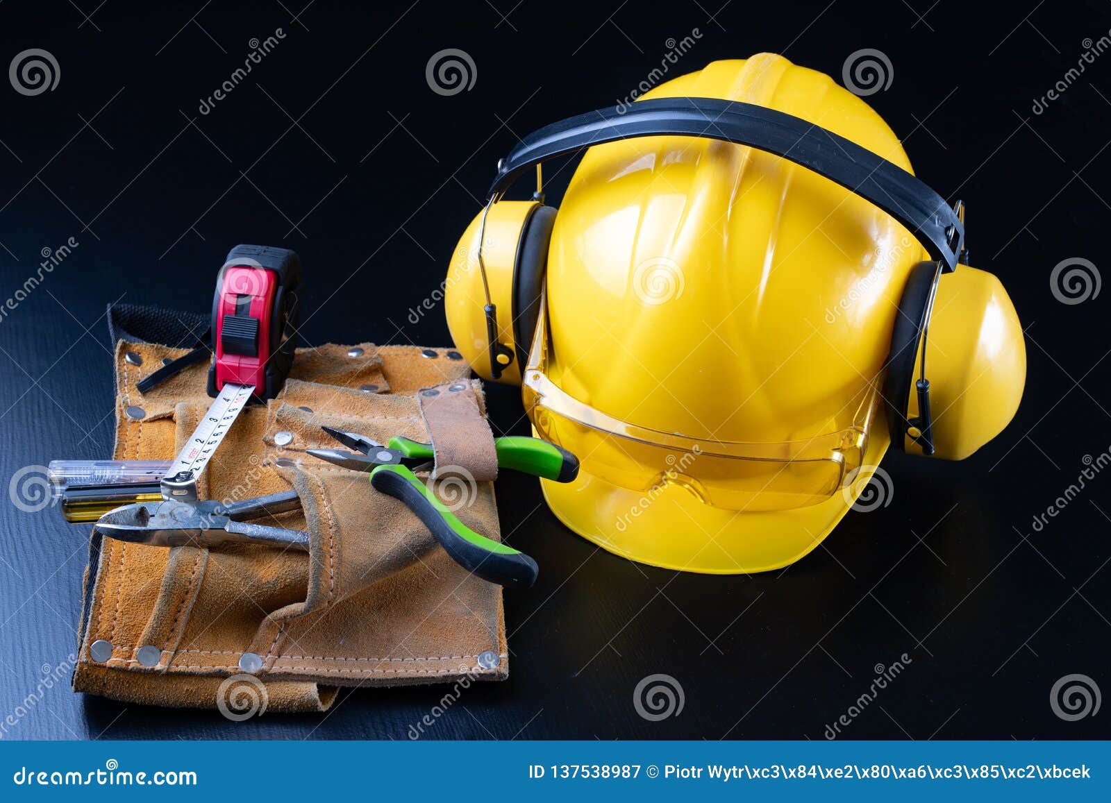 Helmet and Accessories for Construction Workers. Accessories Needed for ...