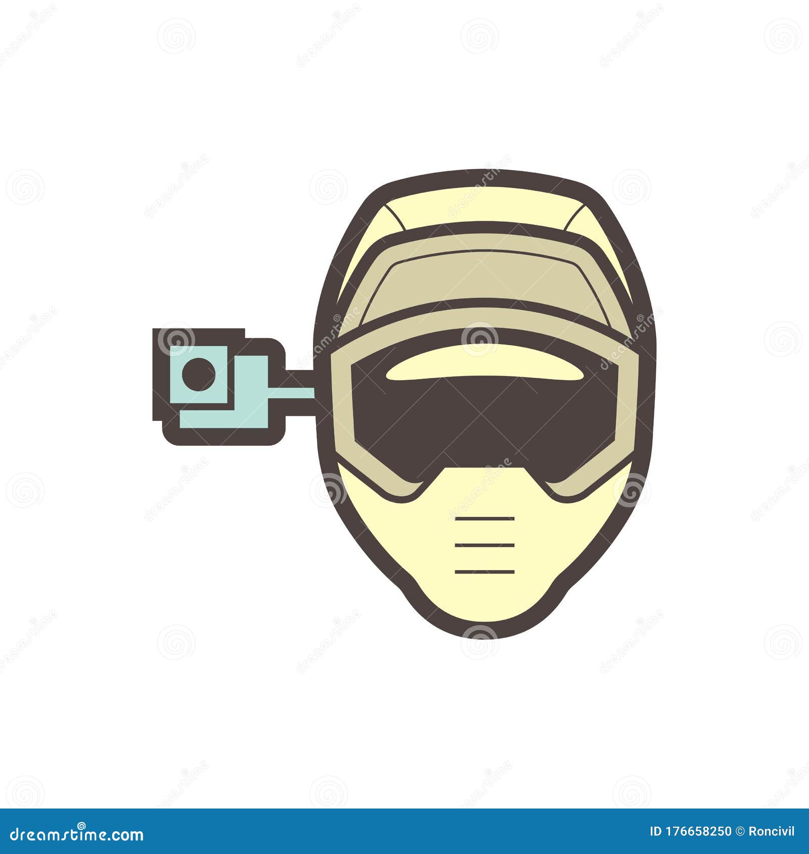 Helmet camera icon stock vector. Illustration of equipment - 176658250
