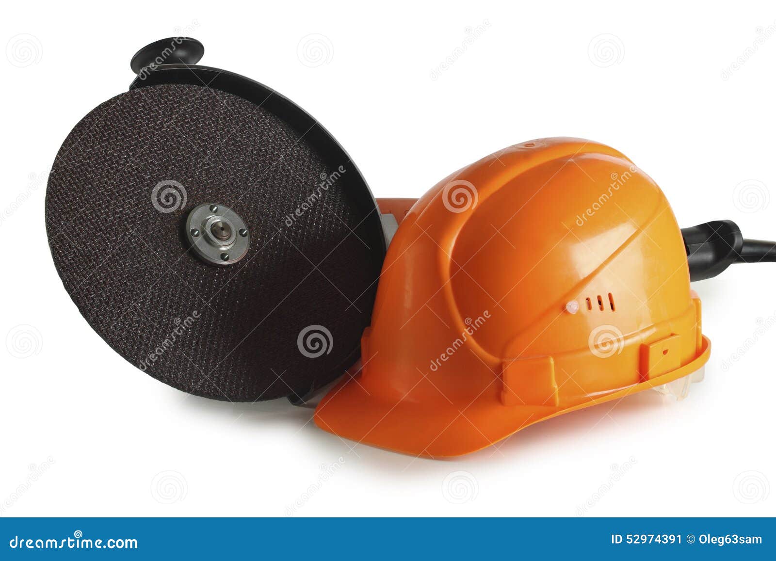 Helmet and angle grinders stock image. Image of power - 52974391