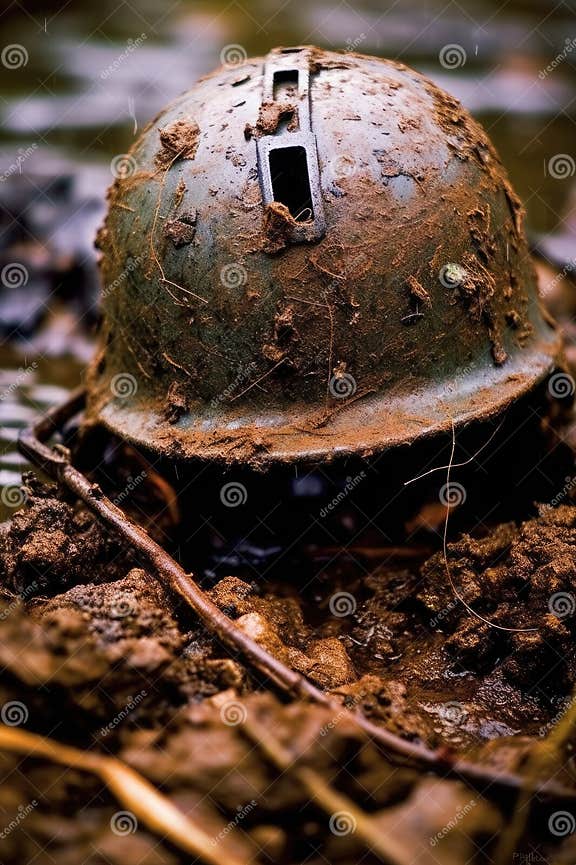 A helmet covered in mud stock illustration. Illustration of generative ...
