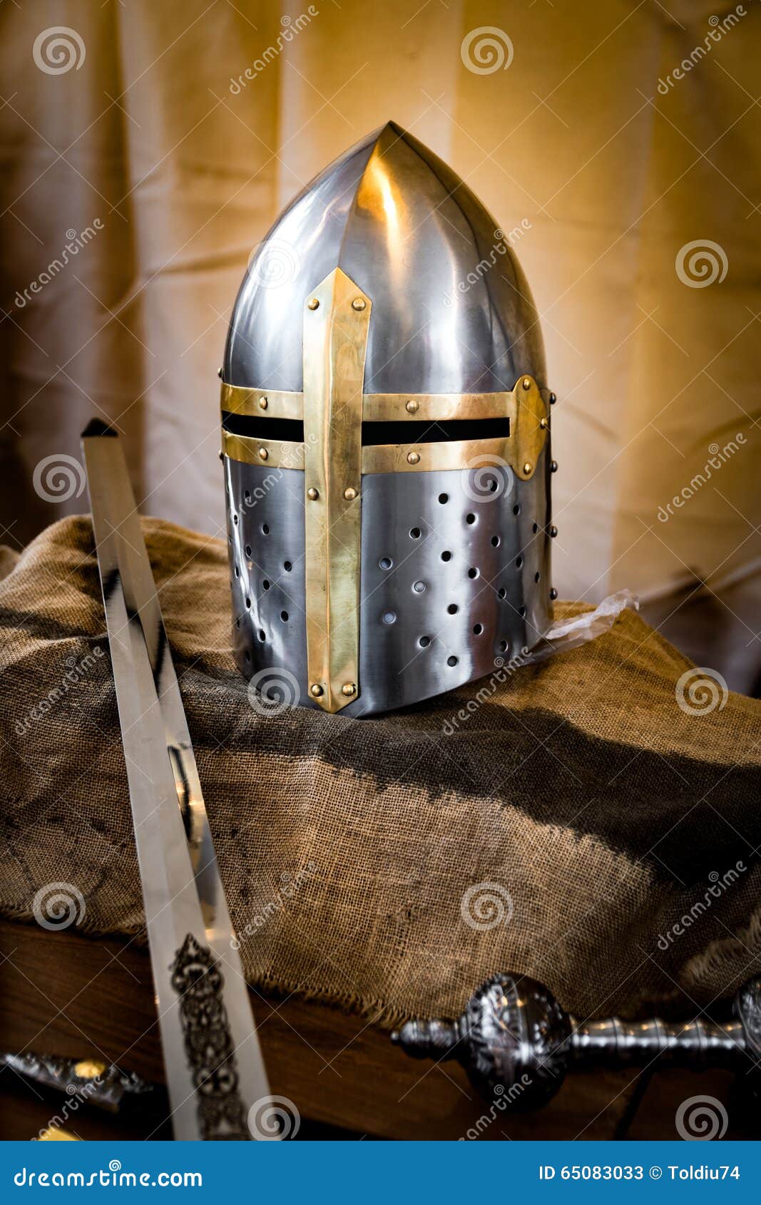 Helmet of a Crusader Armor . Stock Image - Image of coat, knight: 65083033