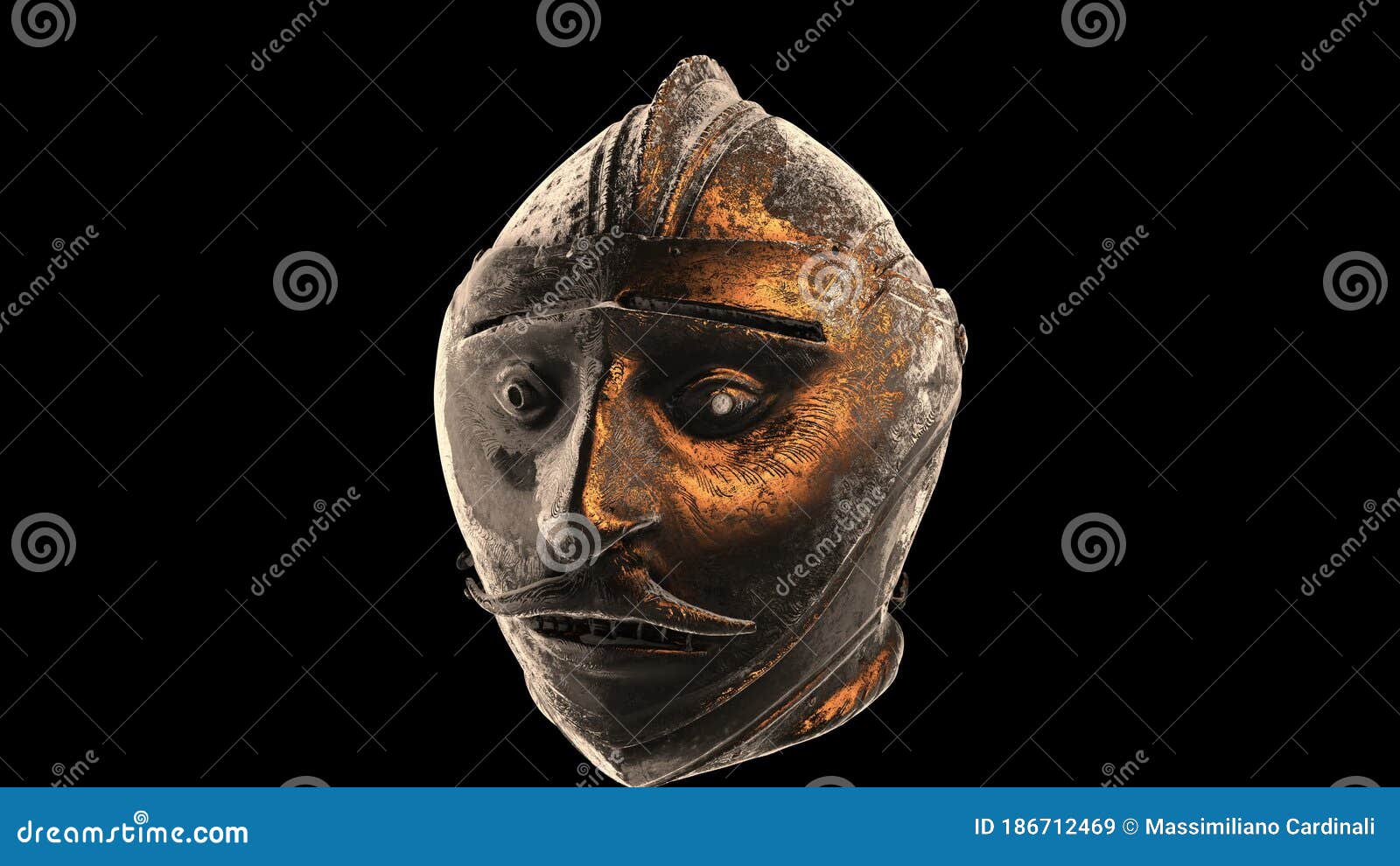 Helmet with Grotesque Visor - Zoom Out Stock Video - Video of 19th ...