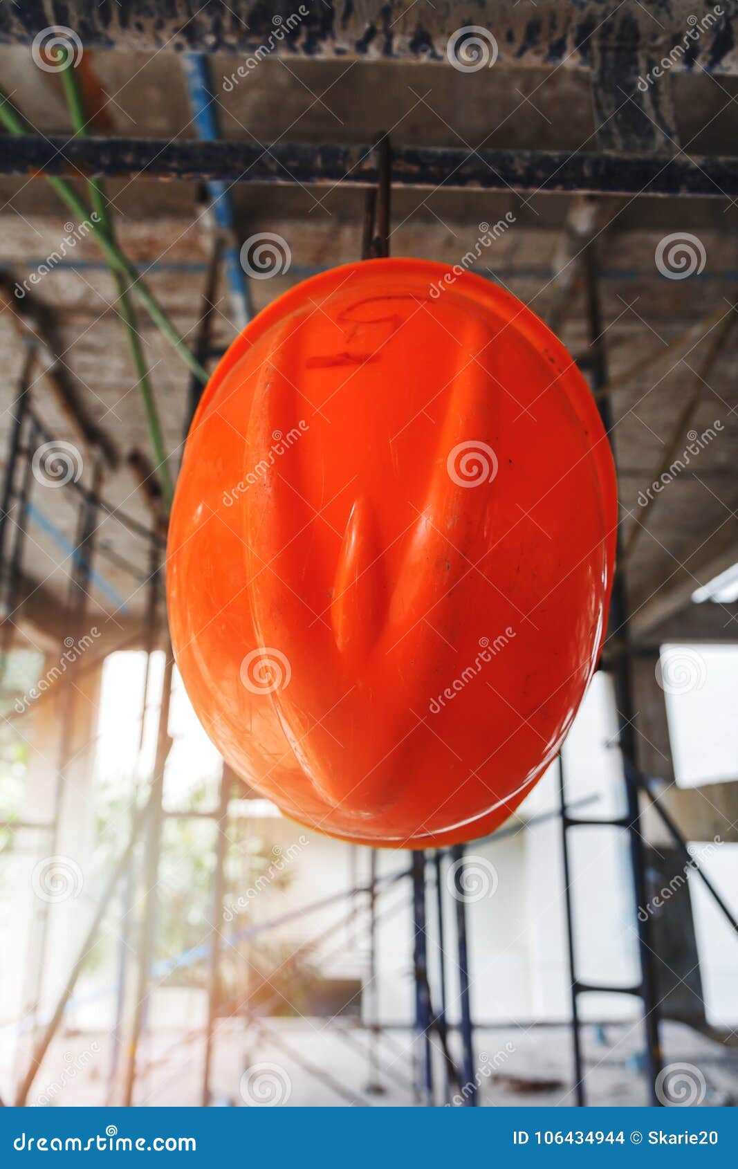 Helmet hang on scaffold stock photo. Image of steel - 106434944
