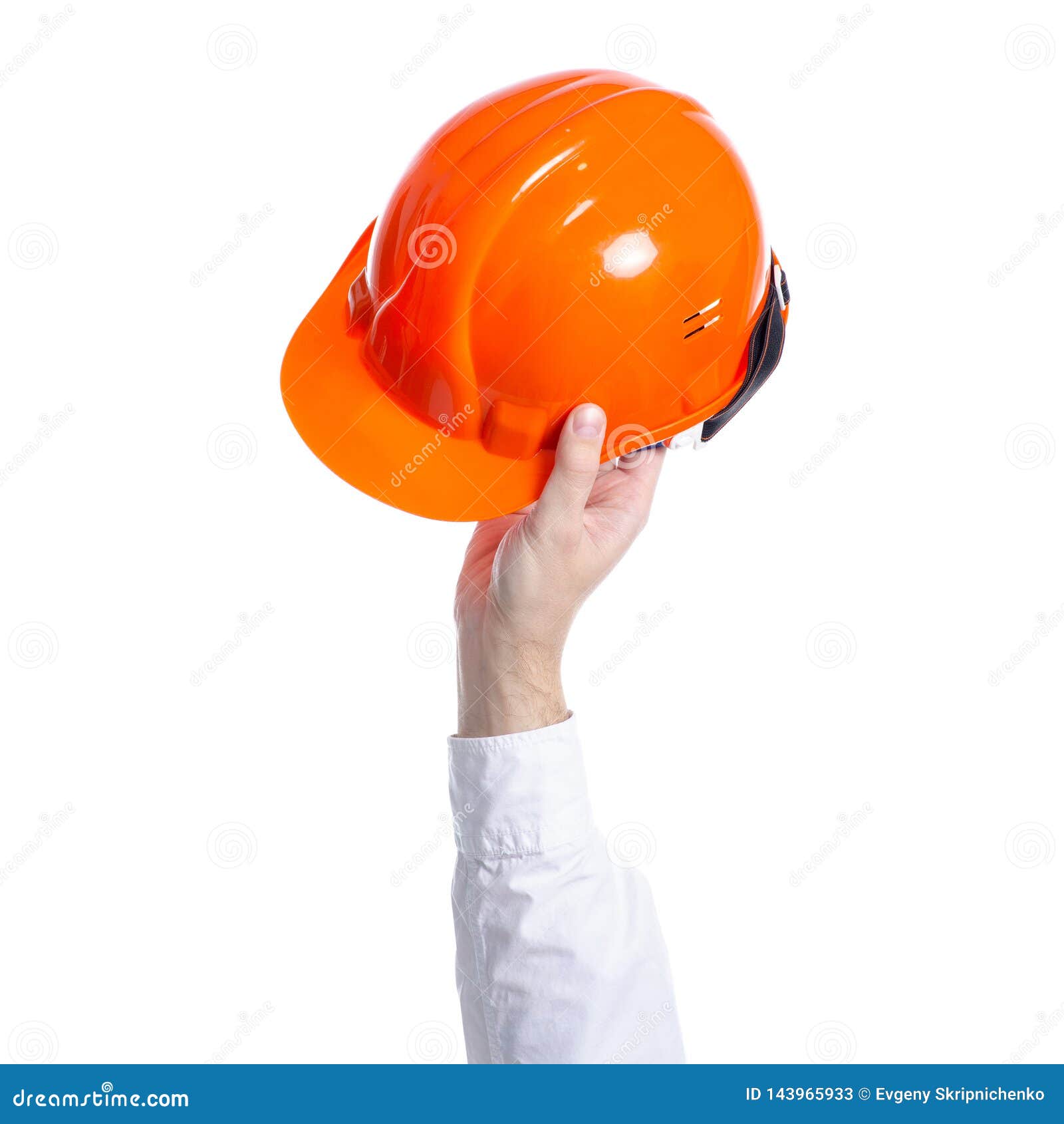 Helmet hard hat in hand stock image. Image of closeup - 143965933