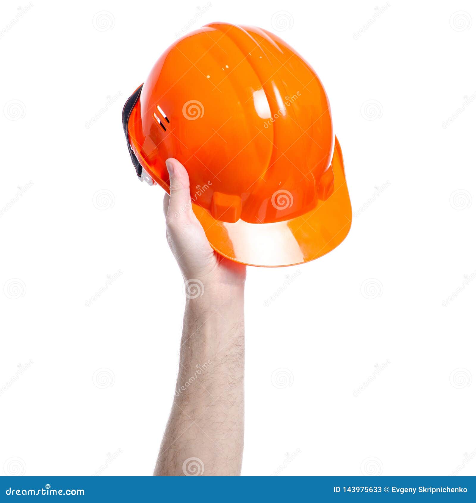 Helmet hard hat in hand stock image. Image of concept - 143975633
