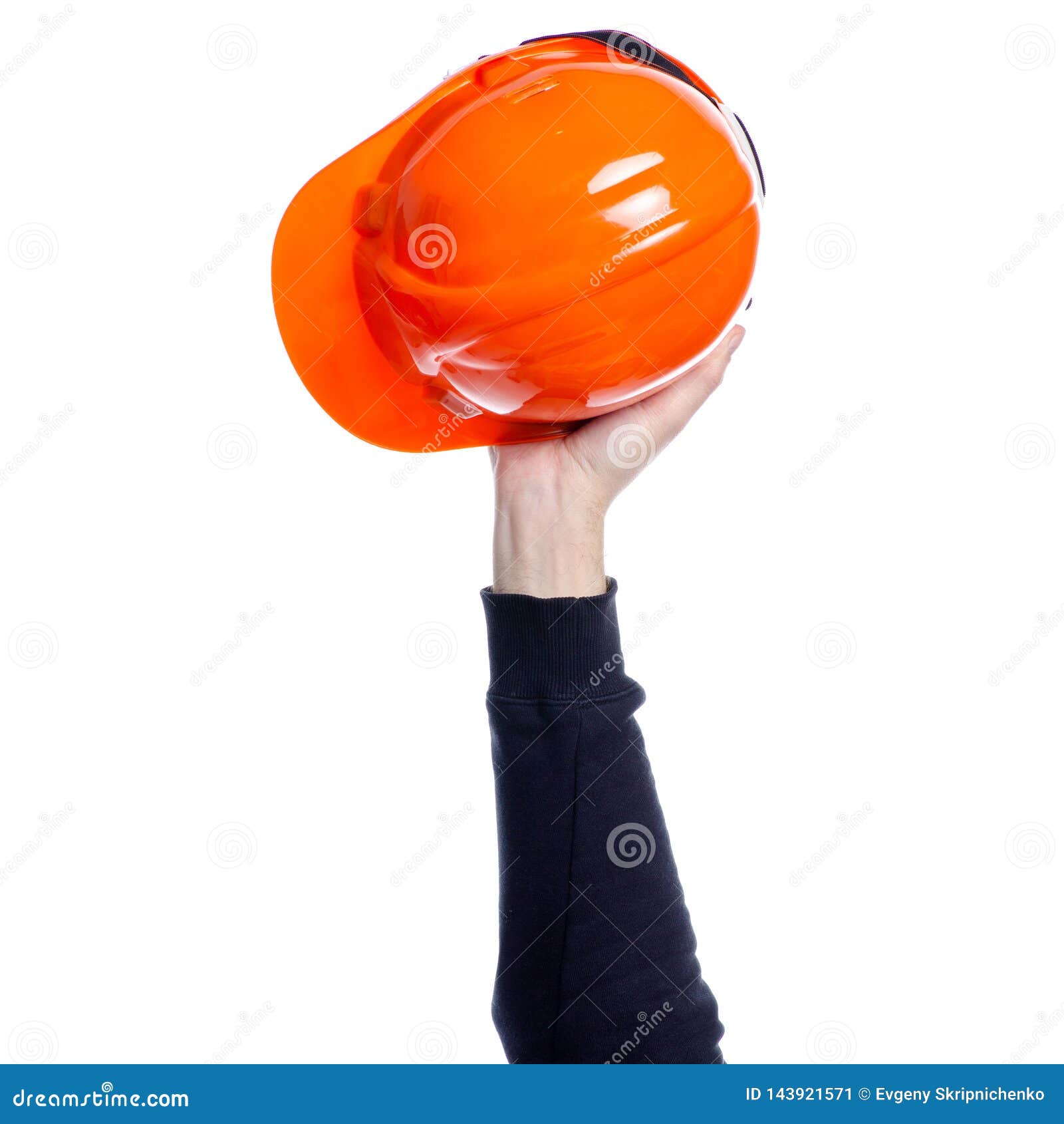 Helmet hard hat in hand stock image. Image of industrial - 143921571