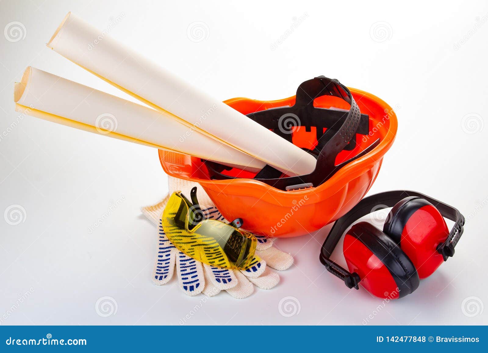 Helmet Industrial Concept and Worker Safety Goggles, Engineer Stock ...