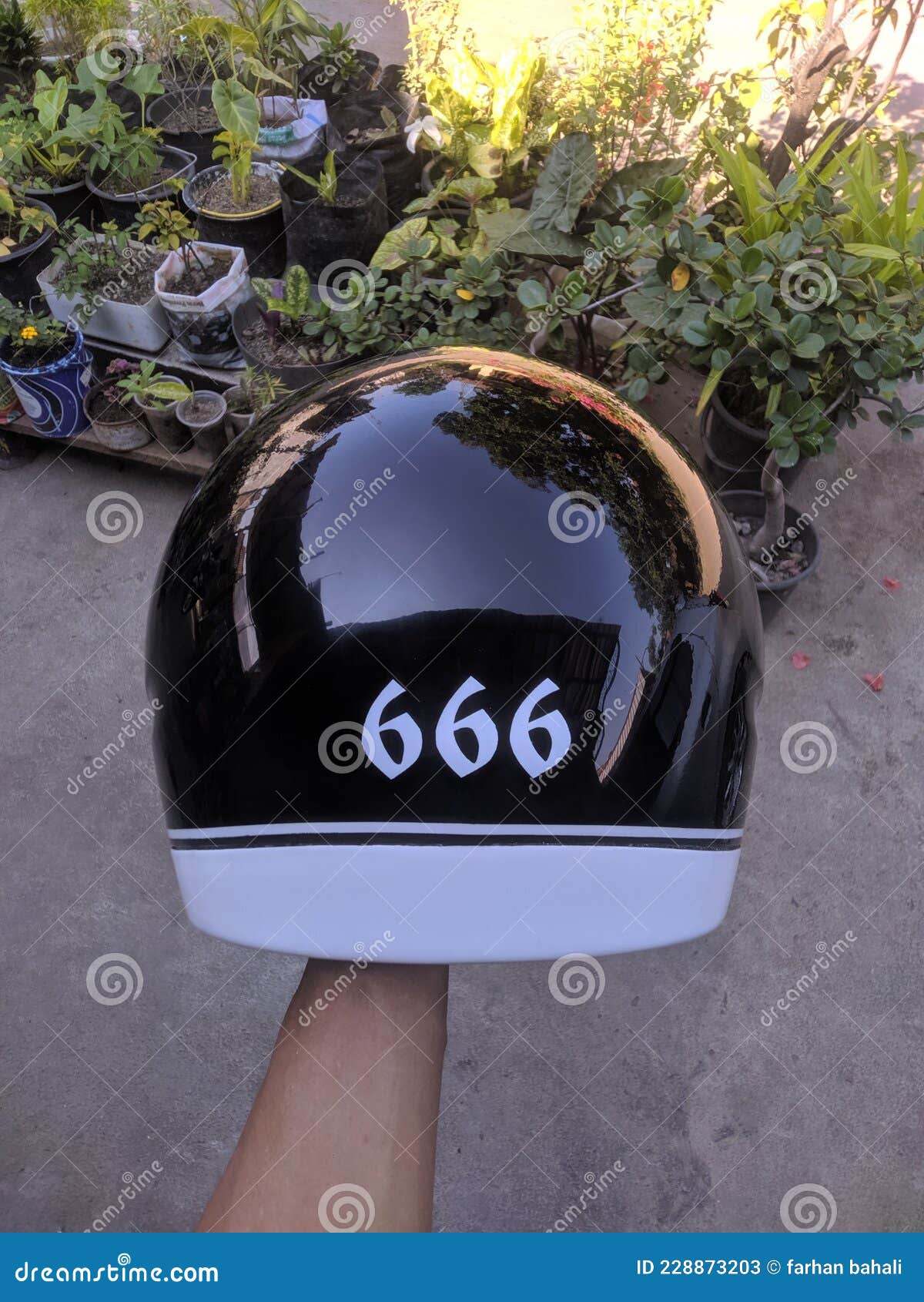 Helmet with the Inscription 666 Stock Image - Image of vehicle ...