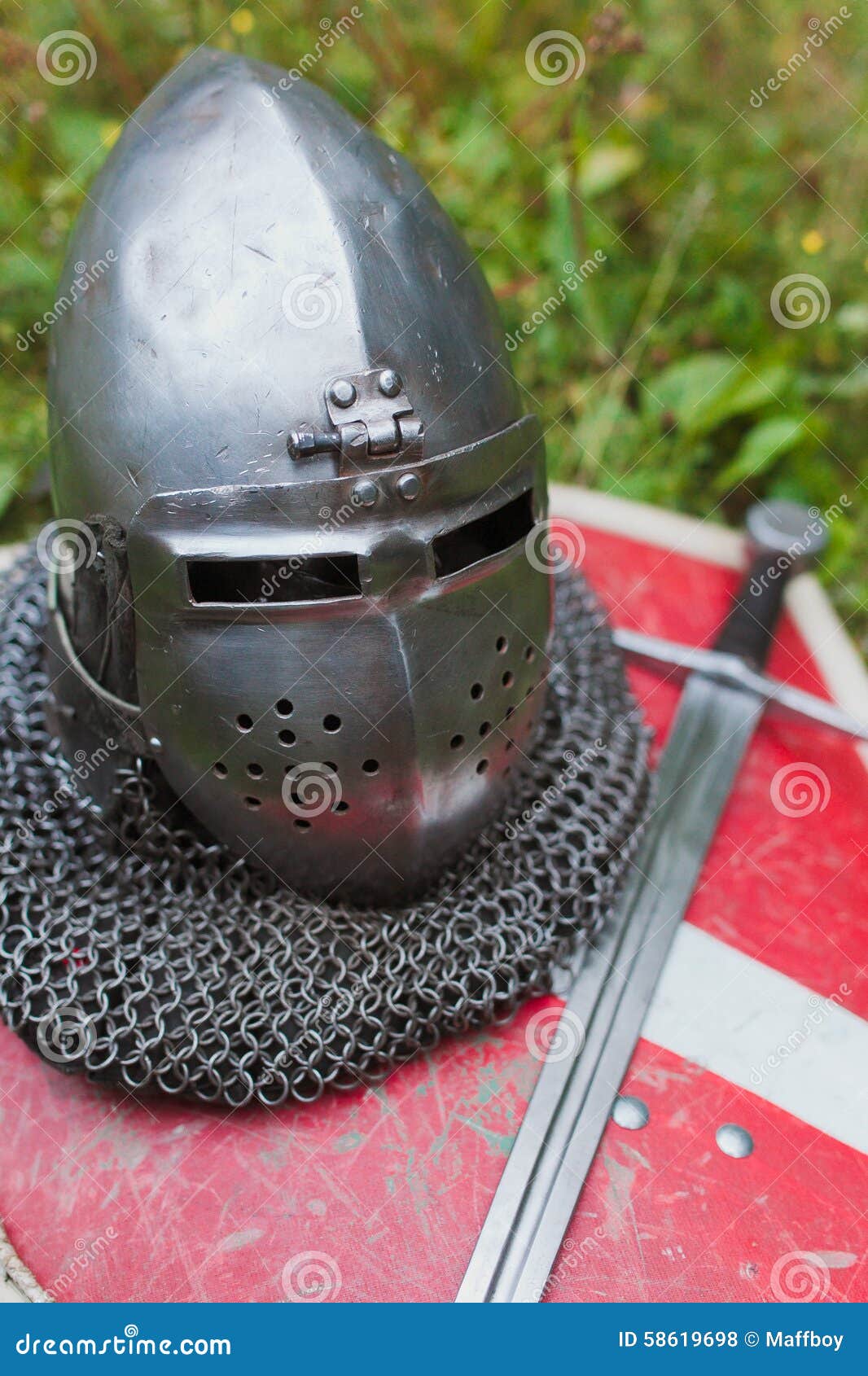 Helmet knight stock photo. Image of medieval, mail, nature - 58619698