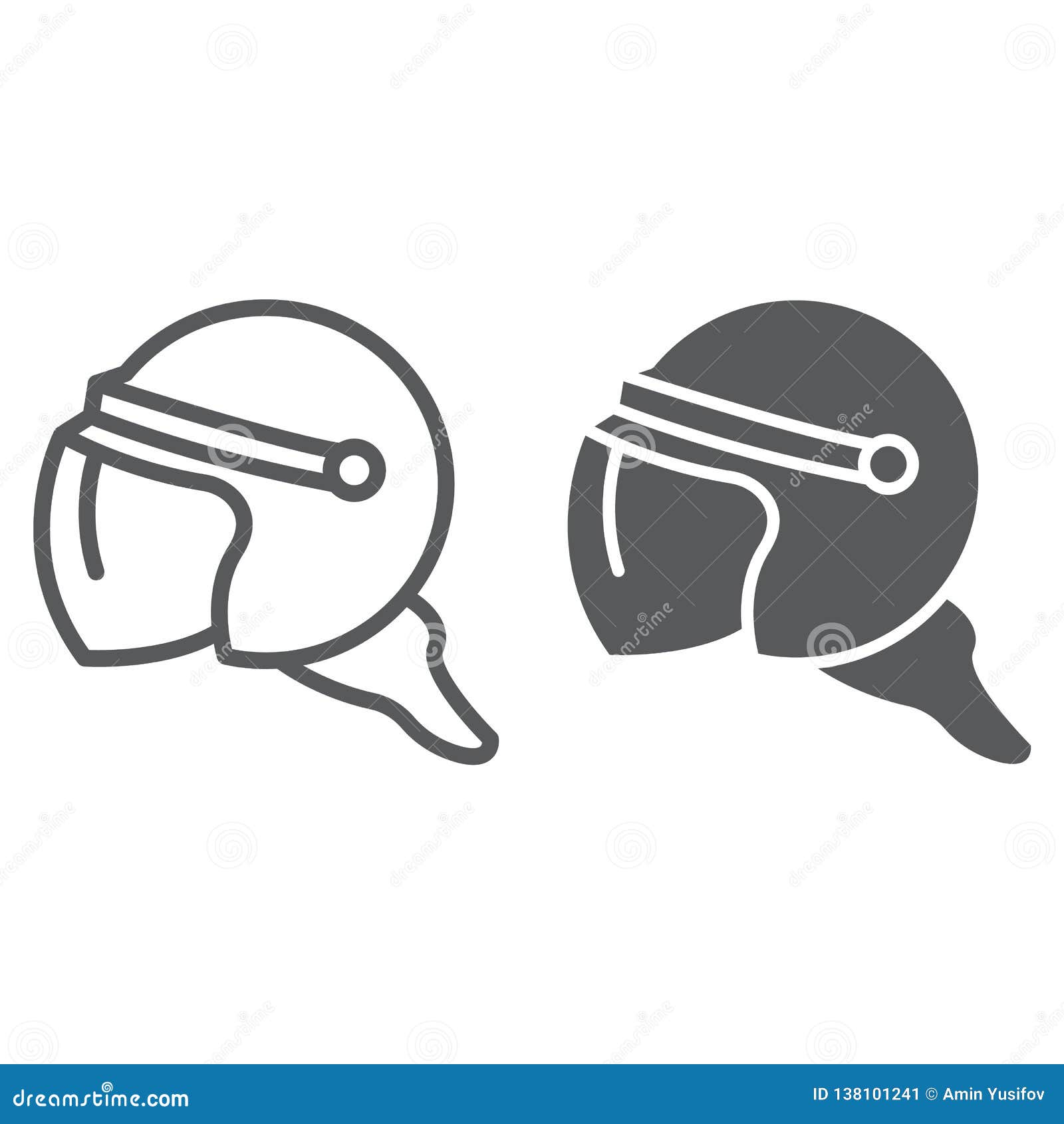 Helmet Line and Glyph Icon, Protection and Uniform, Police Helmet Sign ...