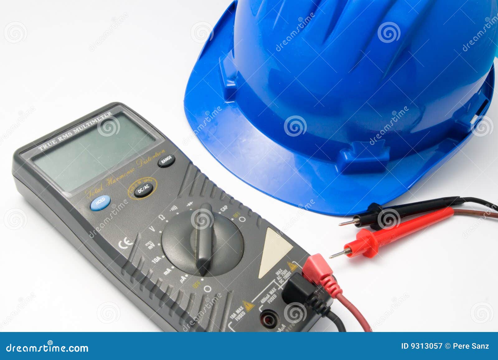 Helmet and Multimeter Isolated Stock Image - Image of ammeter ...