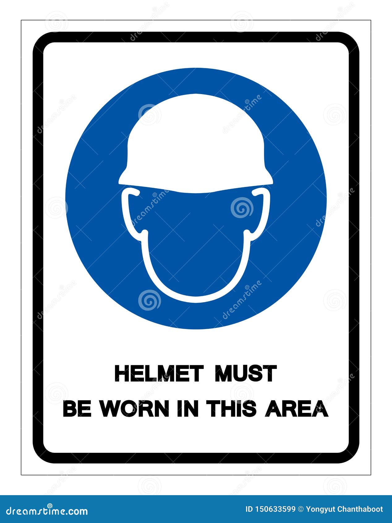 Helmet Must Be Worn in this Area Symbol Sign, Vector Illustration ...