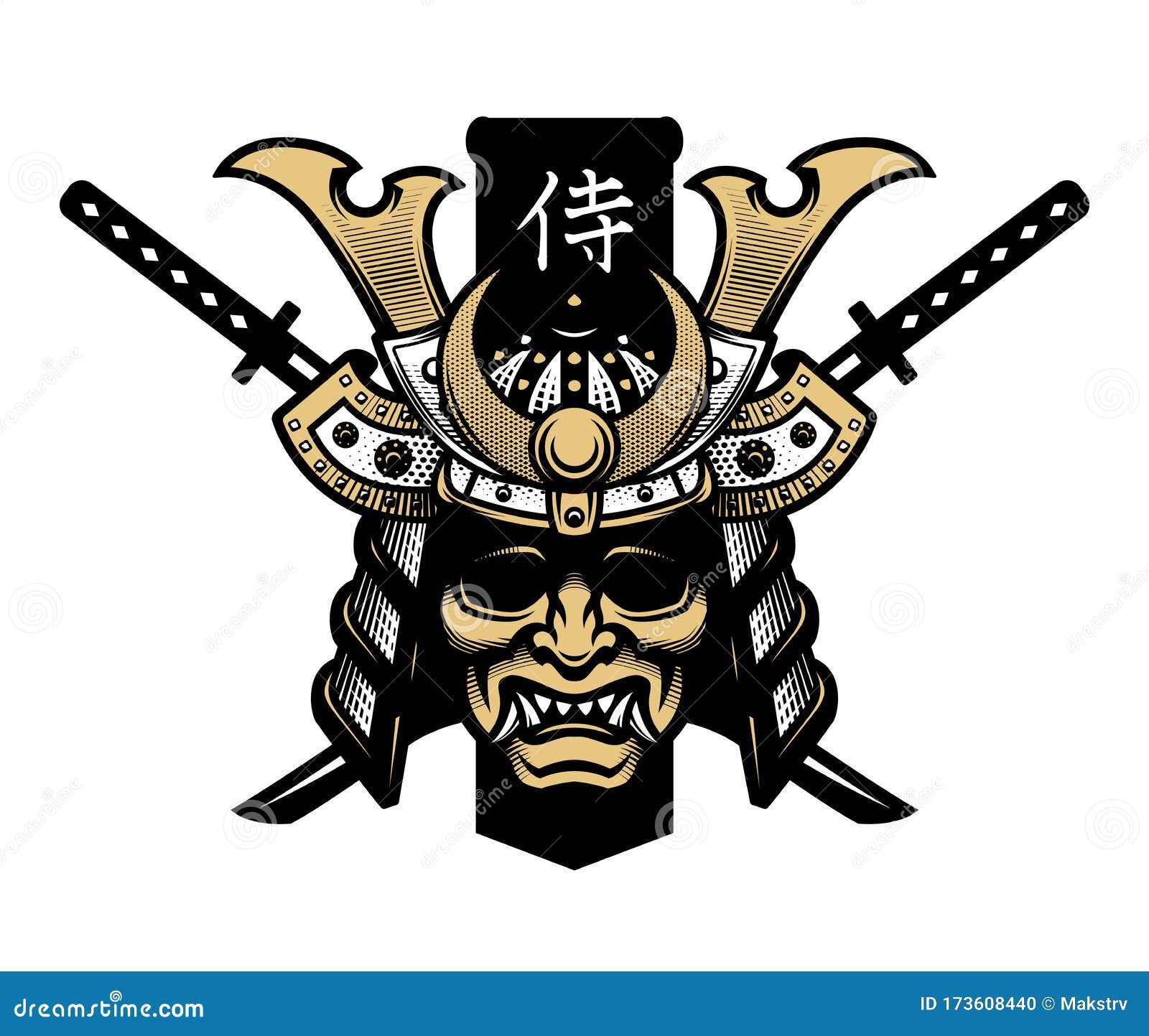 Skeleton Samurai Warrior , Hand Drawn Illustration, Isolated Vector ...