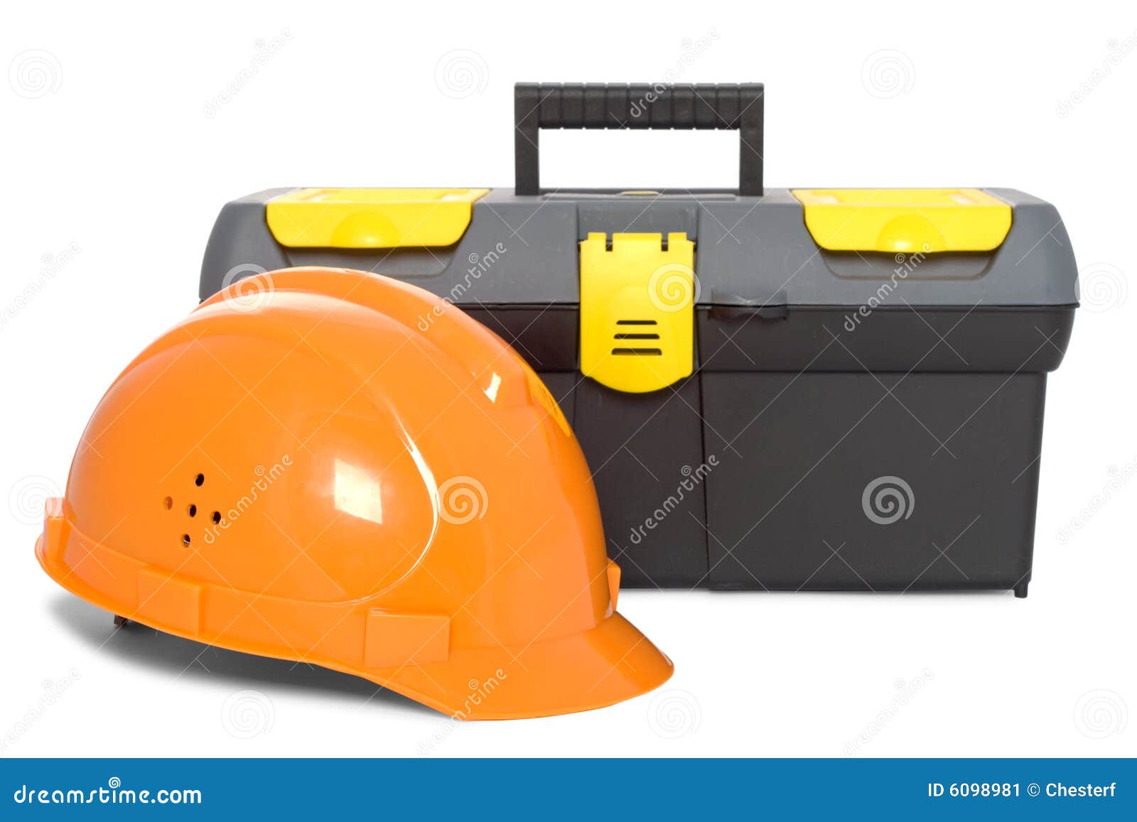 Helmet and Toolbox Isolated Stock Image - Image of assembly, help: 6098981
