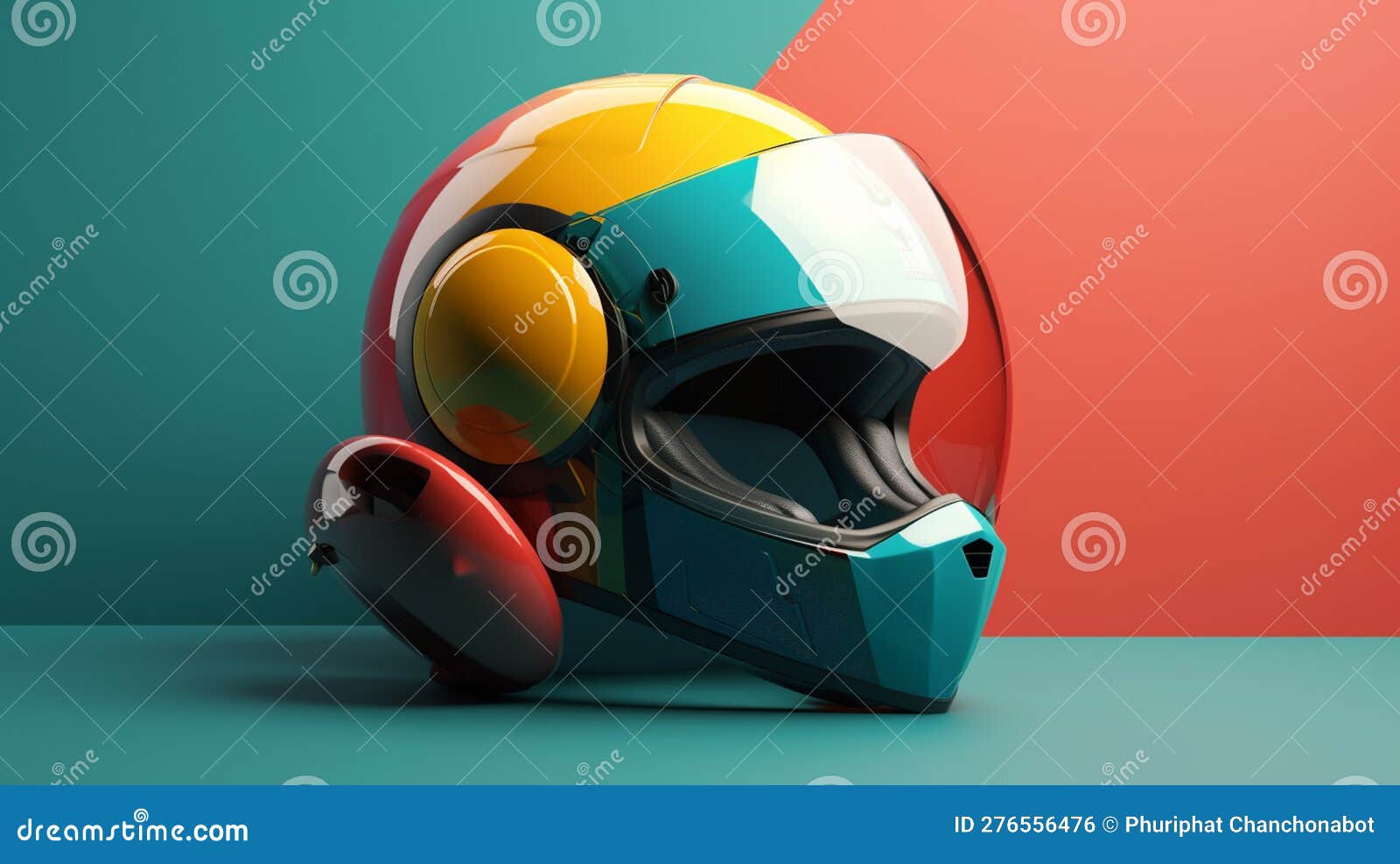 Helmet in Trending Color Palette with Generative AI Stock Illustration ...