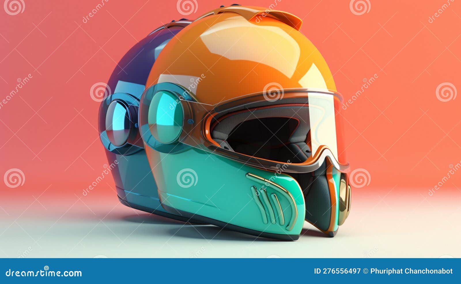 Helmet in Trending Color Palette with Generative AI Stock Illustration ...
