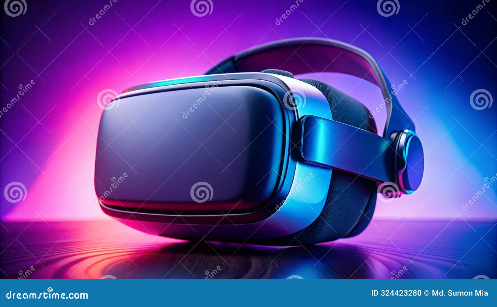 Helmet Type Virtual Reality Goggles with a Blue and Purple Gradient ...