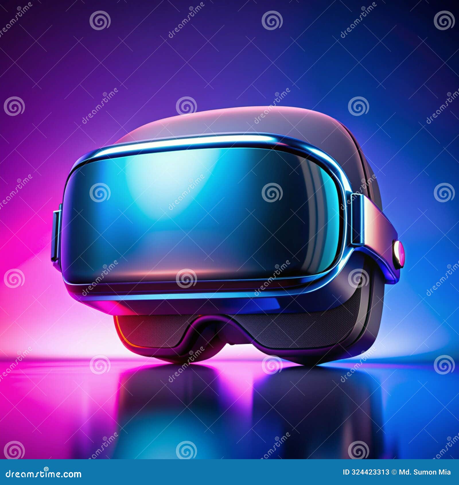 Helmet Type Virtual Reality Goggles with a Blue and Purple Gradient ...